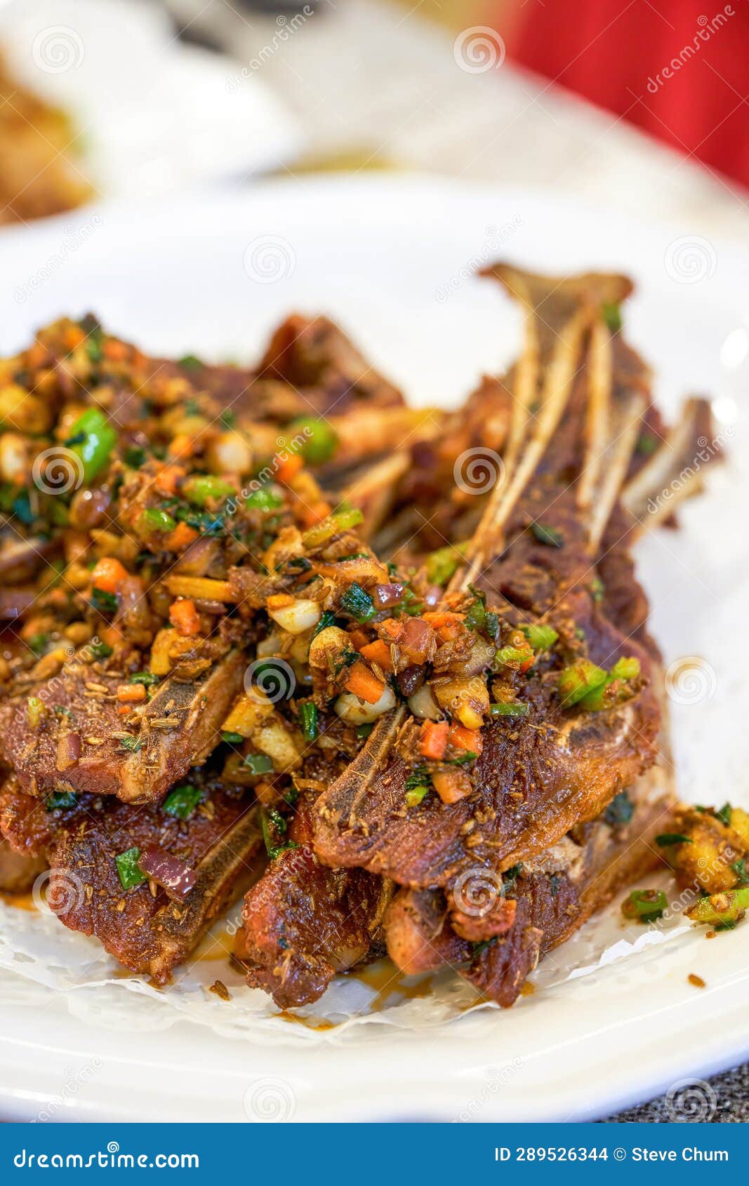 A Delicious Fried Pork Fan Bone with Salt and Pepper Stock Photo ...