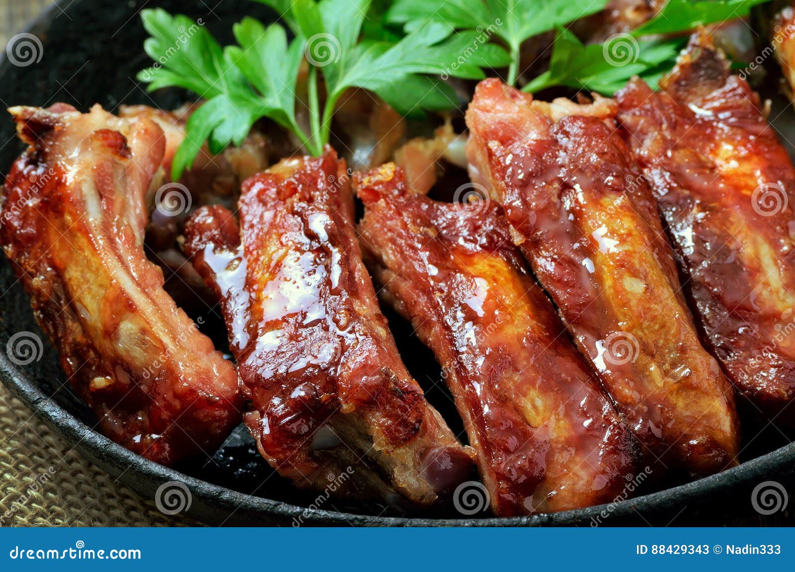 Delicious fried pork ribs stock image. Image of frying - 88429343