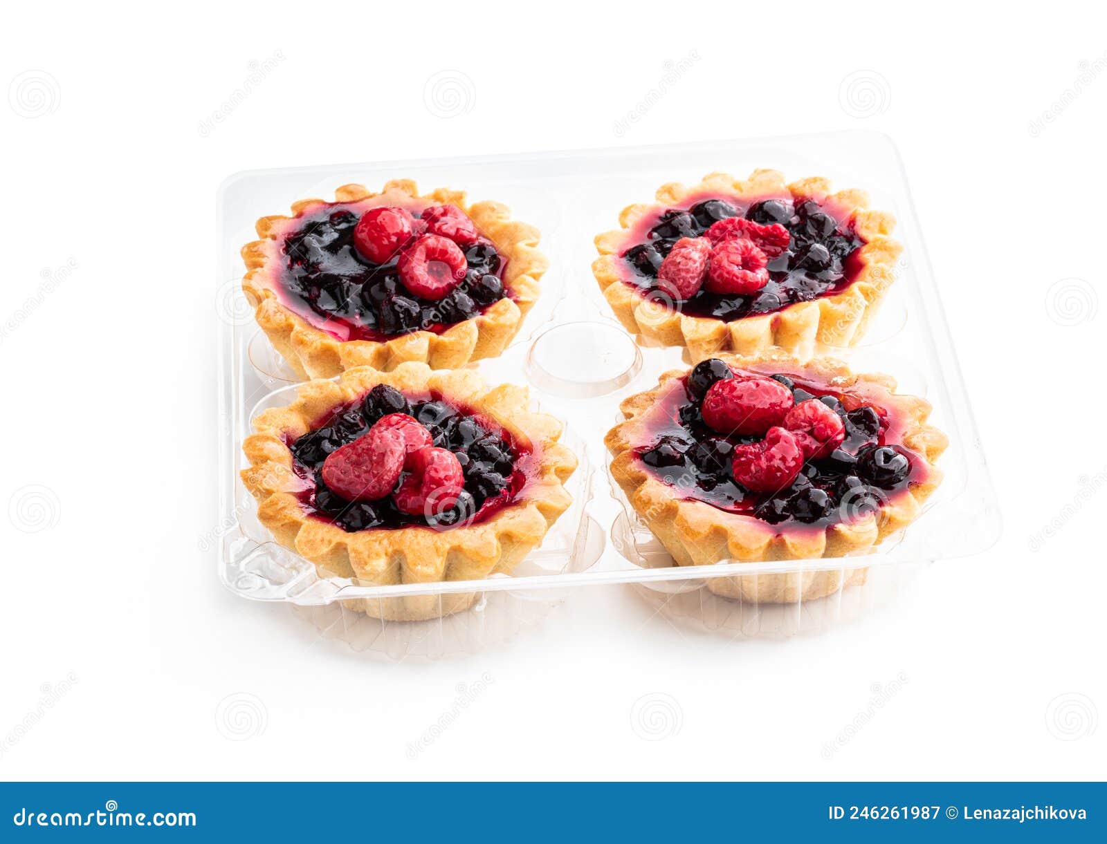 Delicious Fruit Tarts in Plastic Pack Isolated on White Stock Image ...