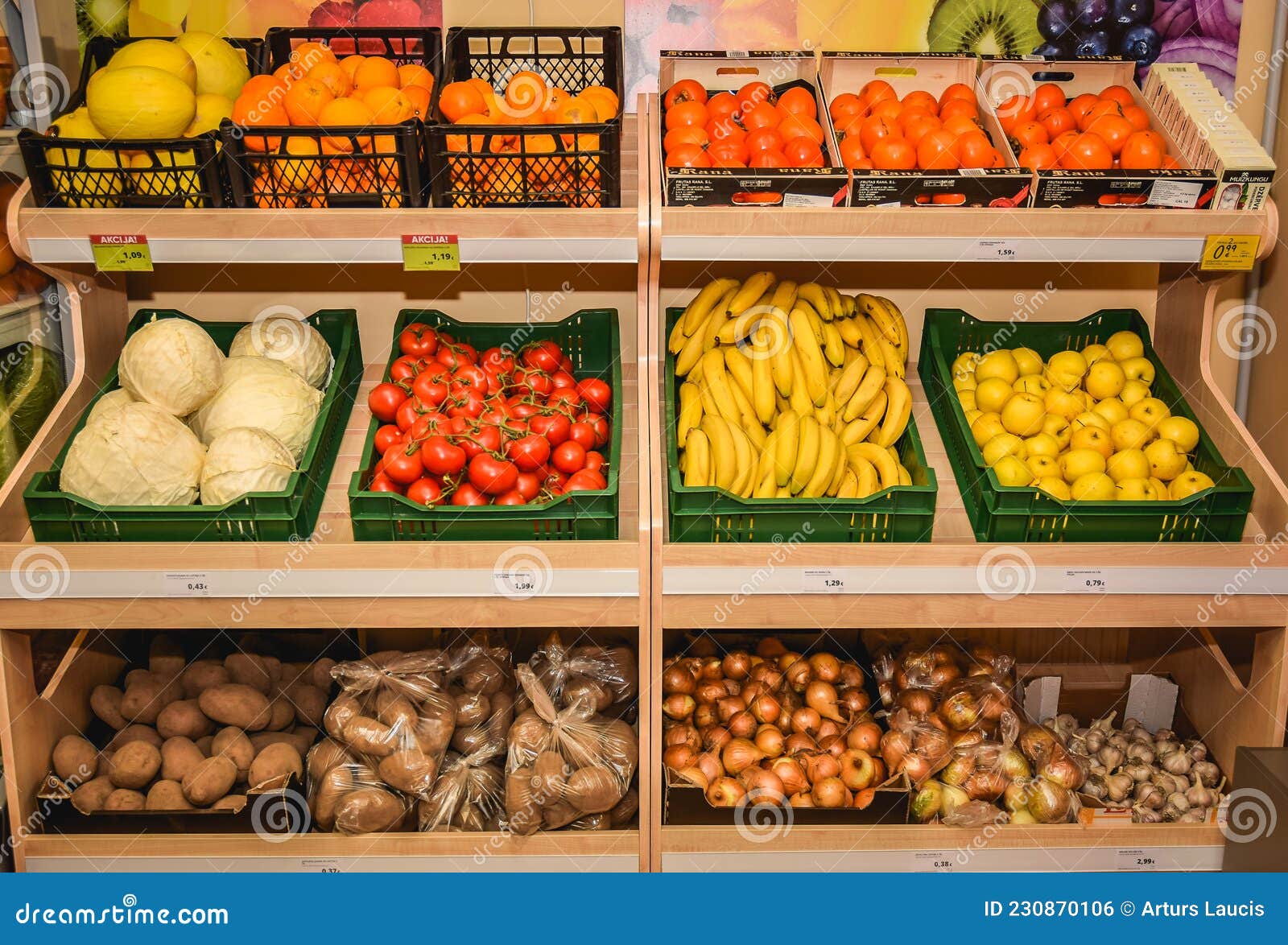 Delicious Fruit and Vegetable Shelf in a Store Stock Photo - Image of ...