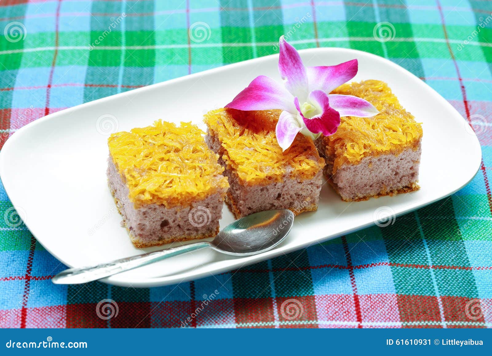 Delicious Gold Egg Yolk Thread Cakes on White Plate Stock Image - Image ...