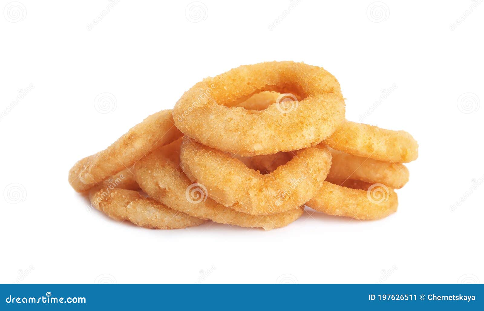 Delicious Golden Onion Rings Isolated on White Stock Image - Image of ...