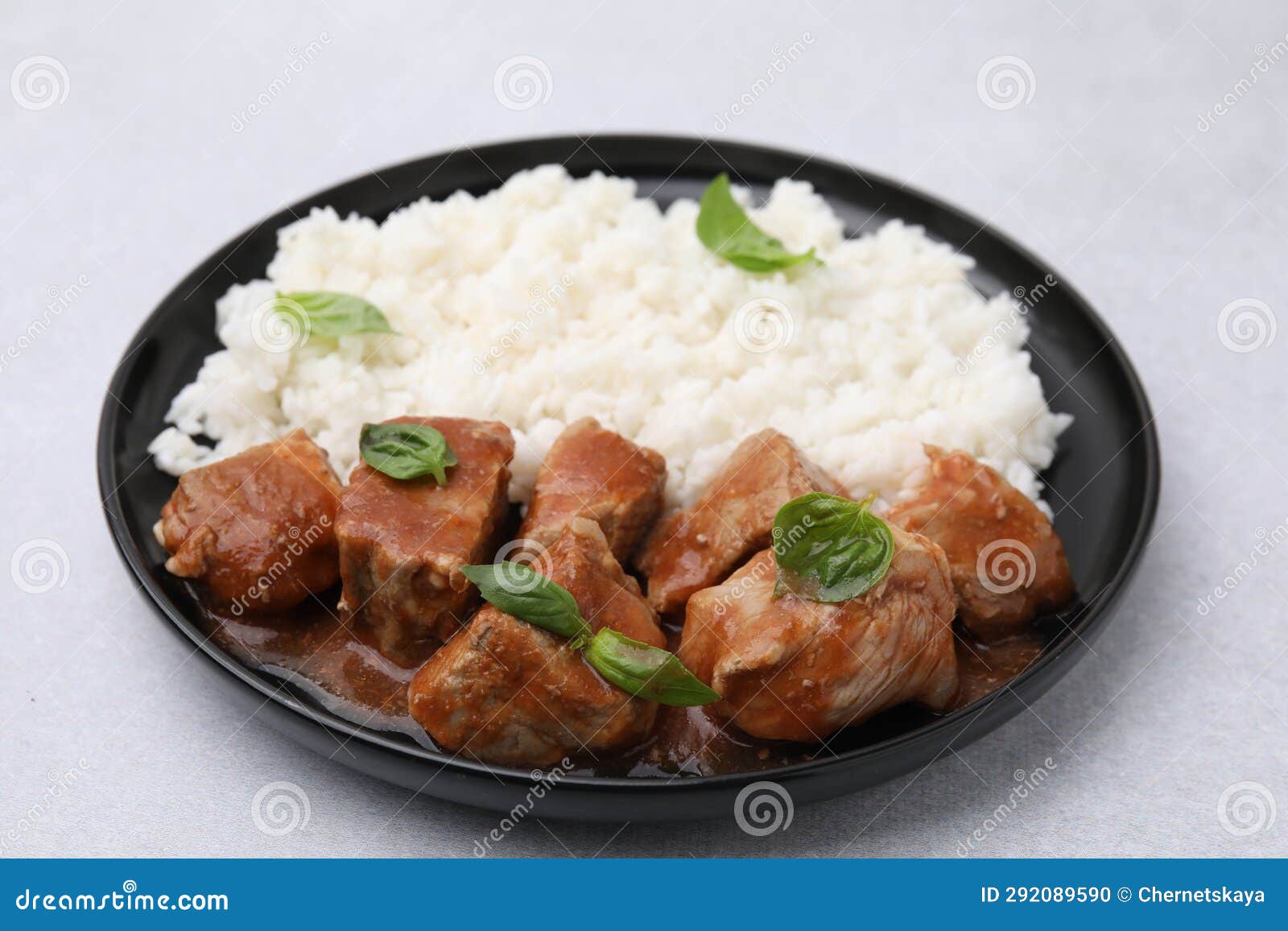 Delicious Goulash with Rice on Light Table, Closeup Stock Photo - Image ...