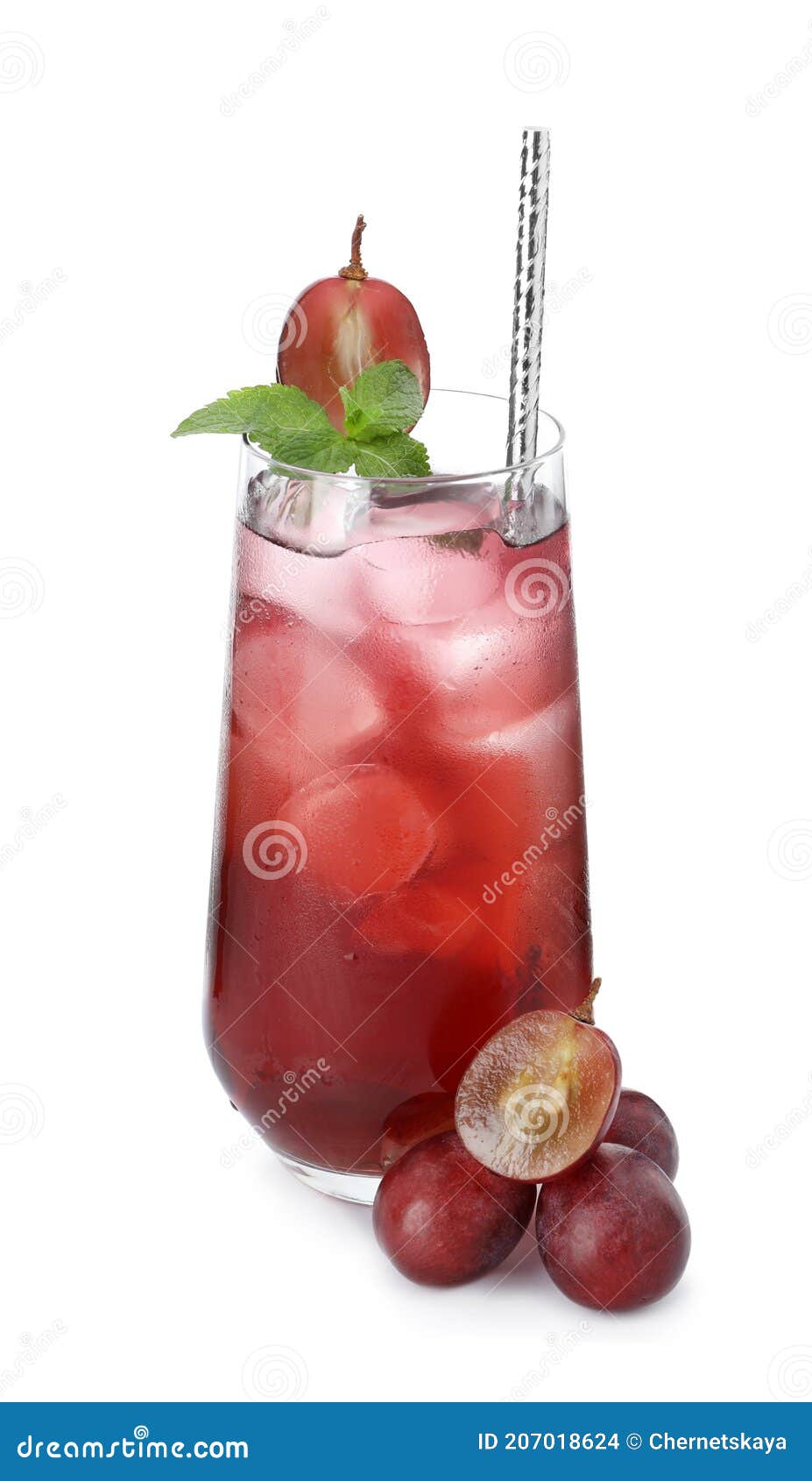Delicious Grape Soda Water Isolated on White. Refreshing Drink Stock ...