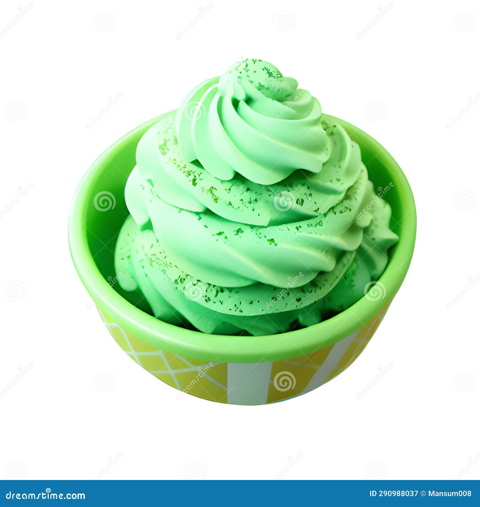 Delicious Green Ice Cream in Cup Isolated Stock Illustration ...