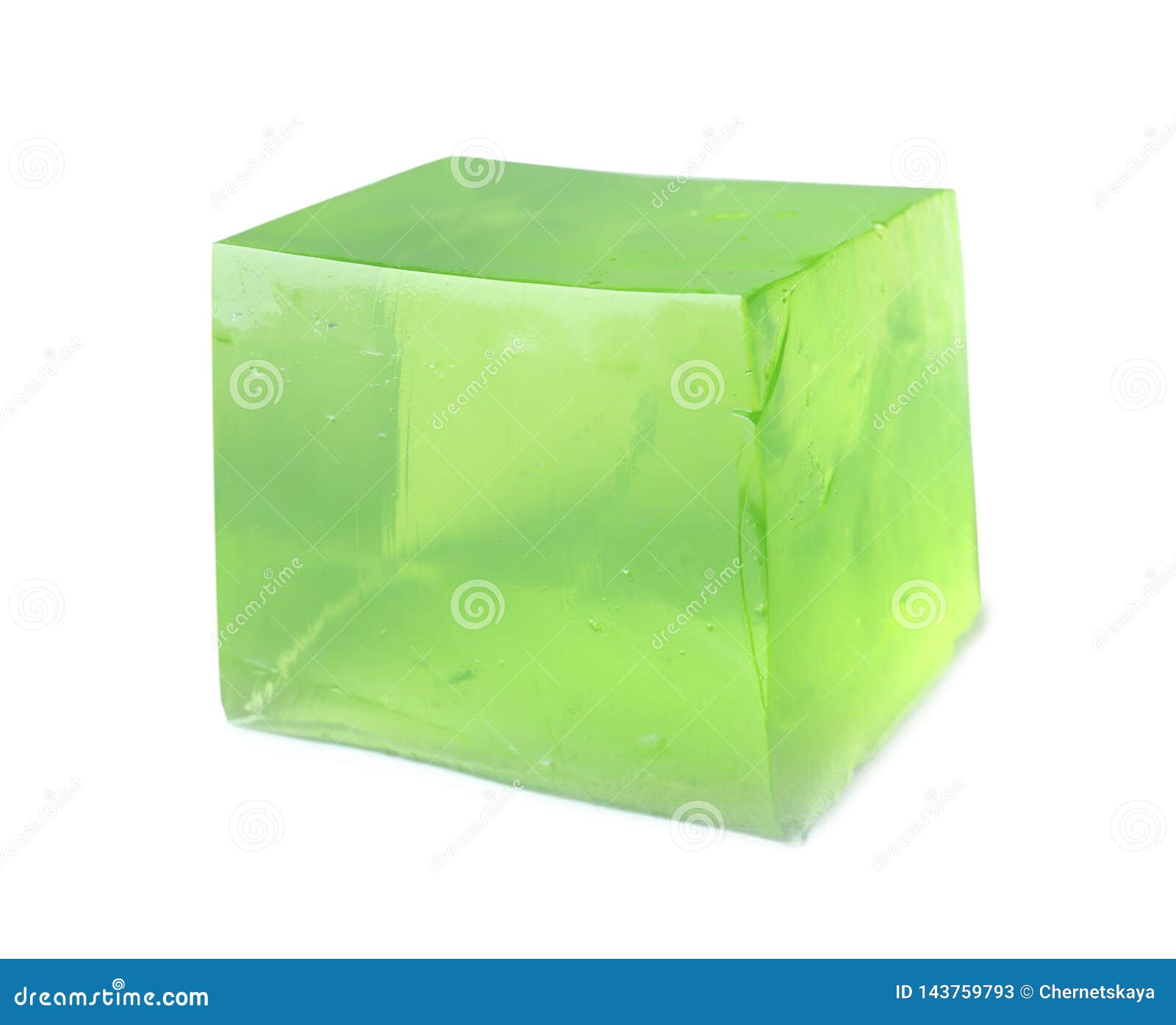 Delicious Green Jelly Cube on White Stock Image - Image of diet, object ...