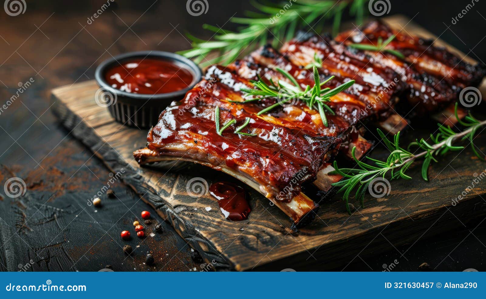 Delicious Grilled Bbq Ribs On Rustic Background Stock Image ...