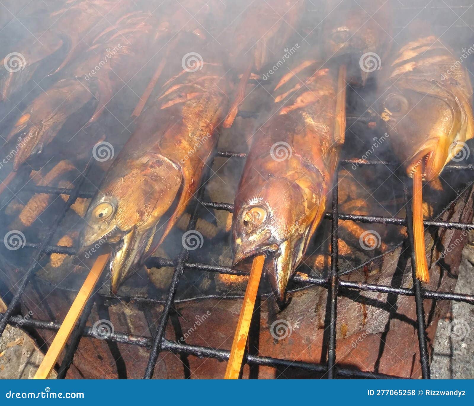 Delicious Grilled Fish on Beach Stock Photo - Image of cuisine, fish ...