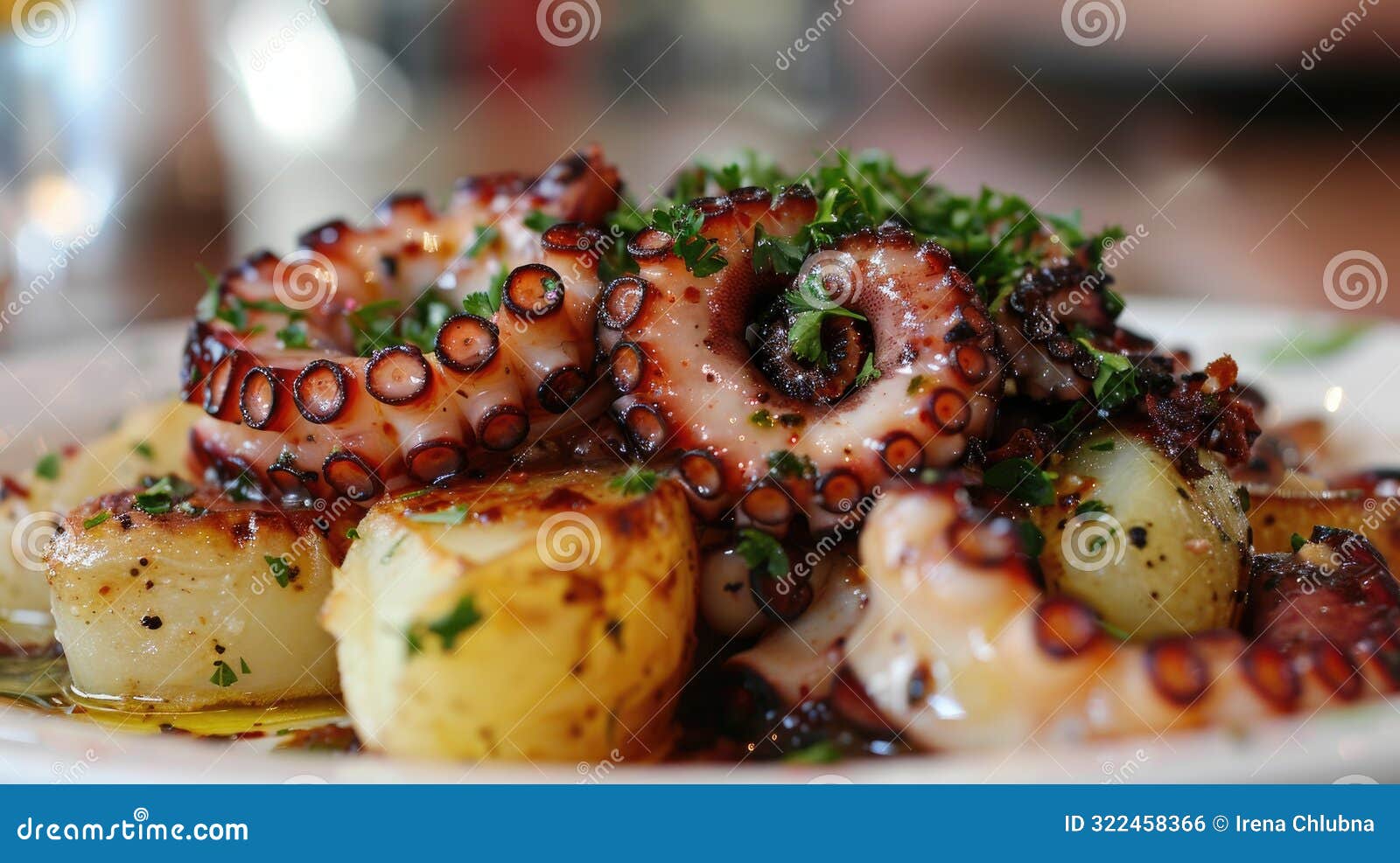 Delicious Grilled Octopus Dish Stock Illustration - Illustration of ...