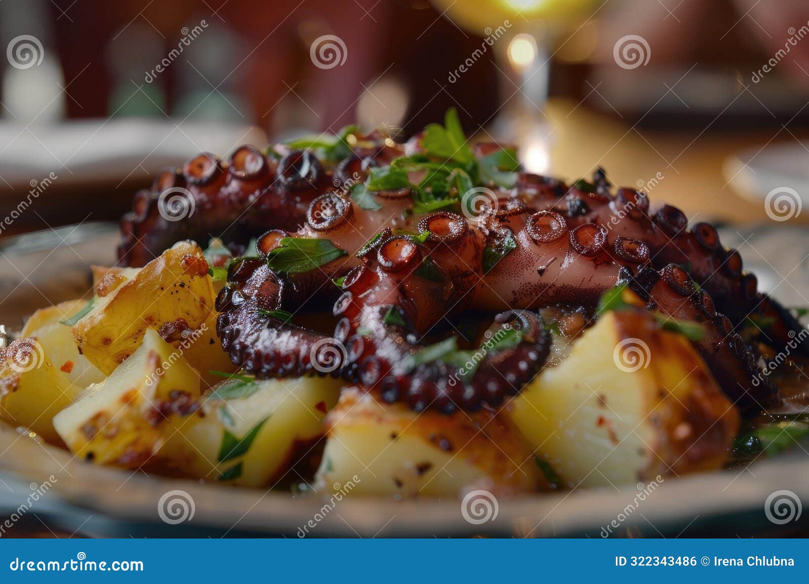 Delicious Grilled Octopus Dish Stock Illustration - Illustration of ...