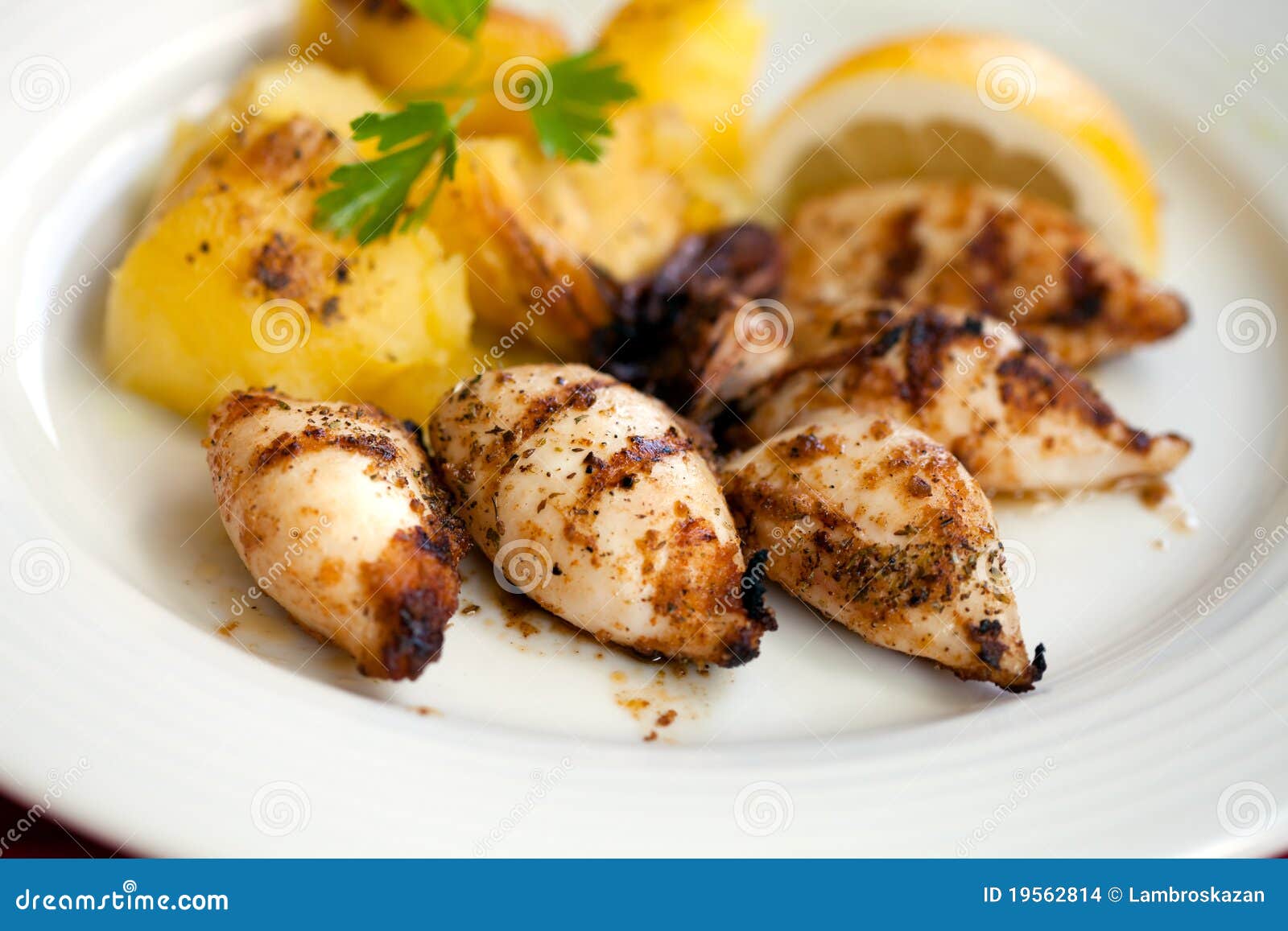 Delicious Grilled Squids, Greece Stock Photo - Image of calamari ...