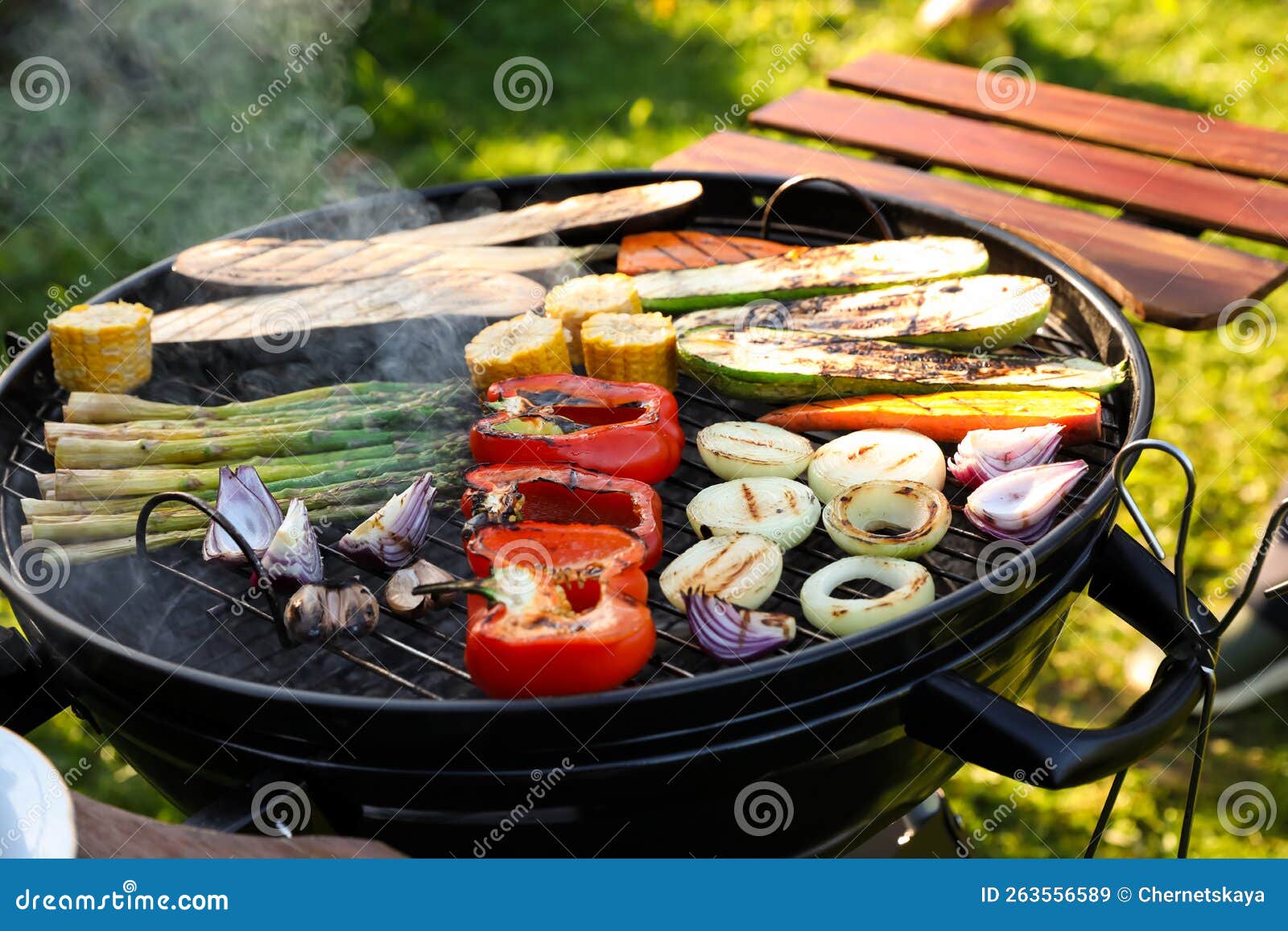 Delicious Grilled Vegetables on Barbecue Grill Outdoors Stock Image ...