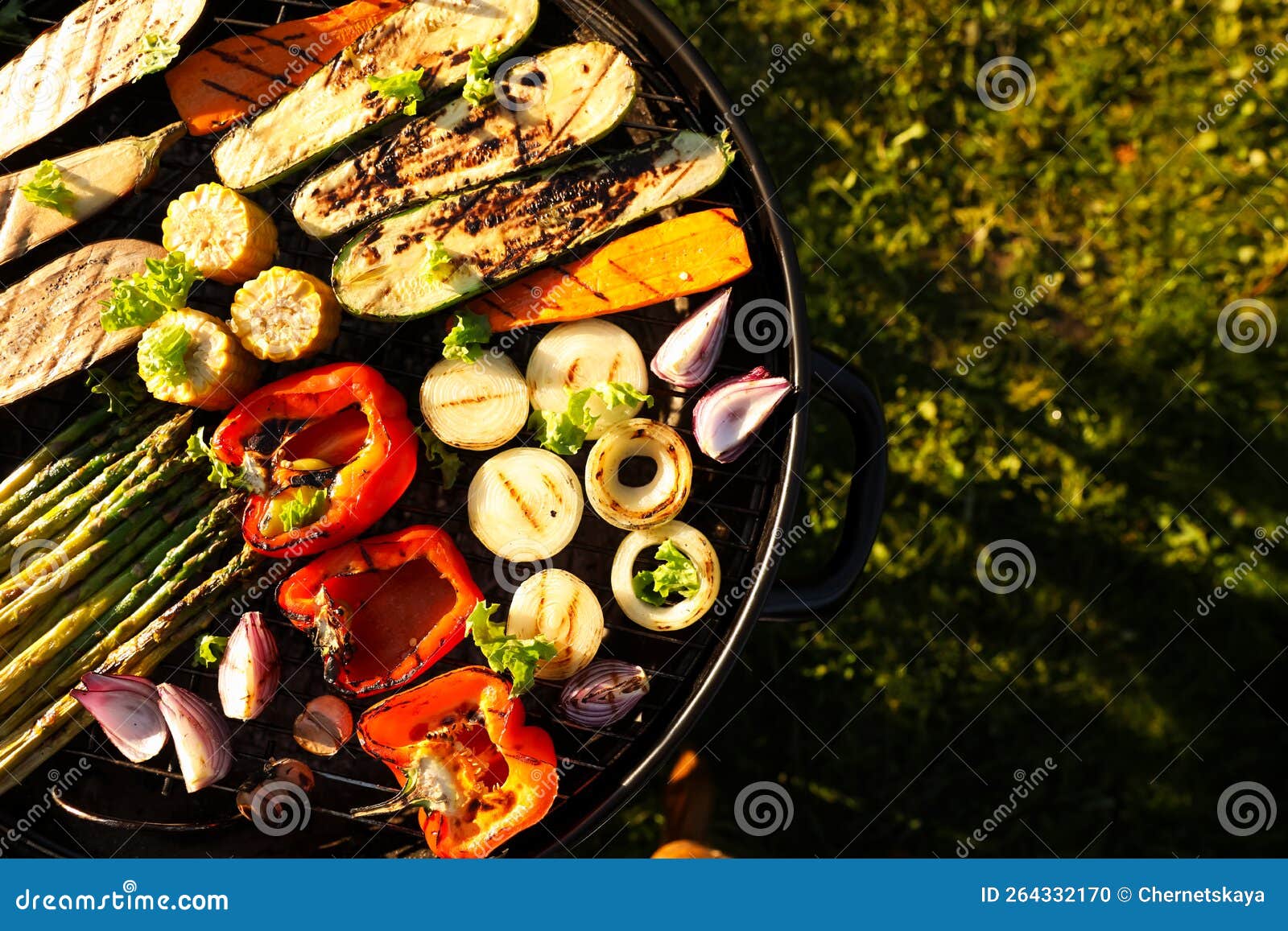 Delicious Grilled Vegetables on Barbecue Grill Outdoors, Top View ...