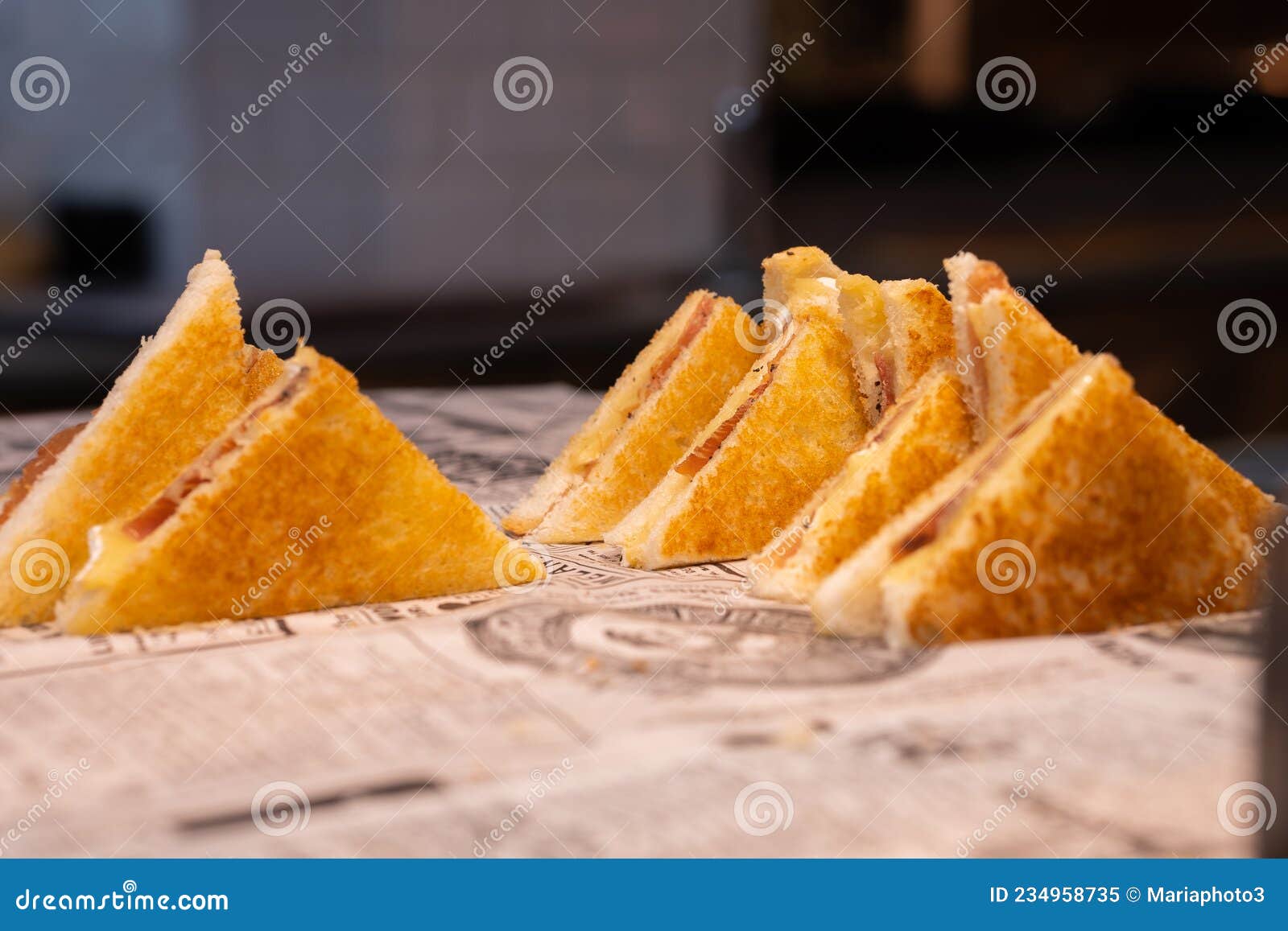 Delicious and Healthy Ham and Cheese Sandwich Triangles. Stock Image ...