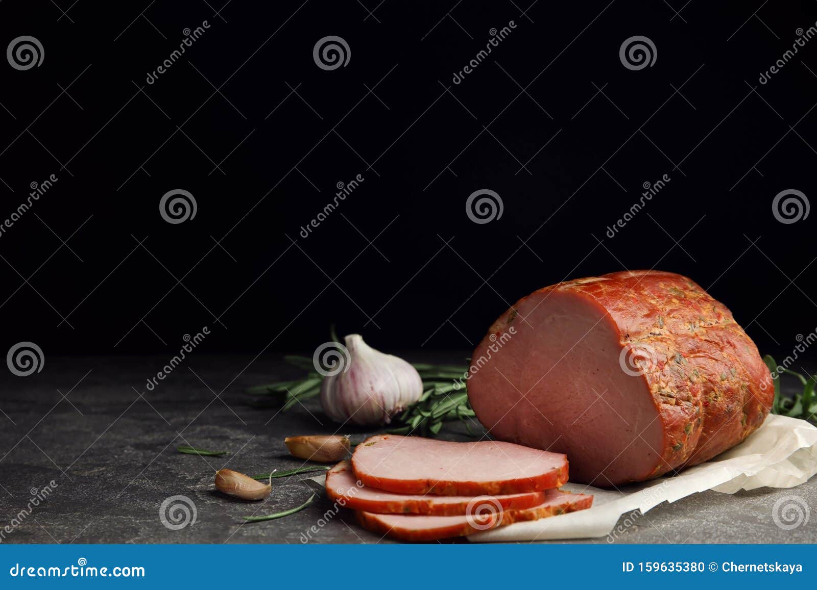Delicious Ham on Table, Space for Text. Christmas Dinner Stock Photo ...