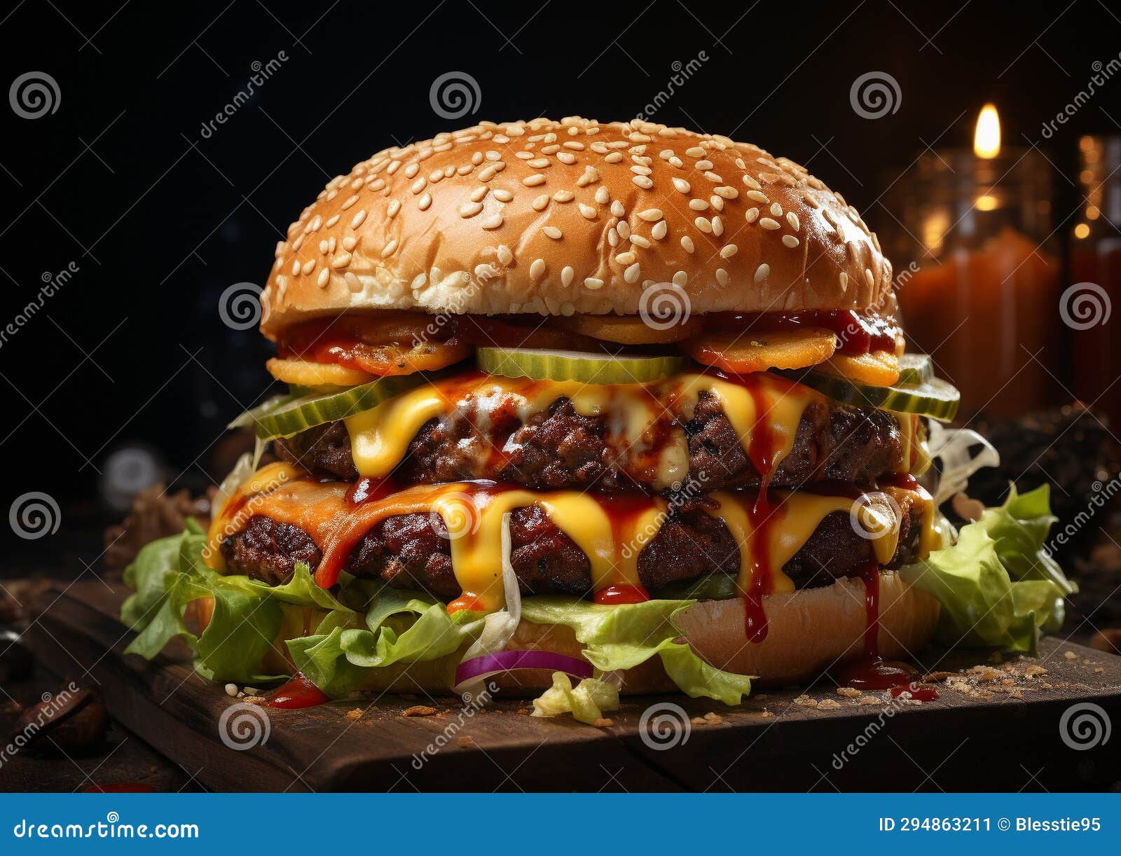Delicious Big Hamburger Beef Stock Illustration - Illustration of ...