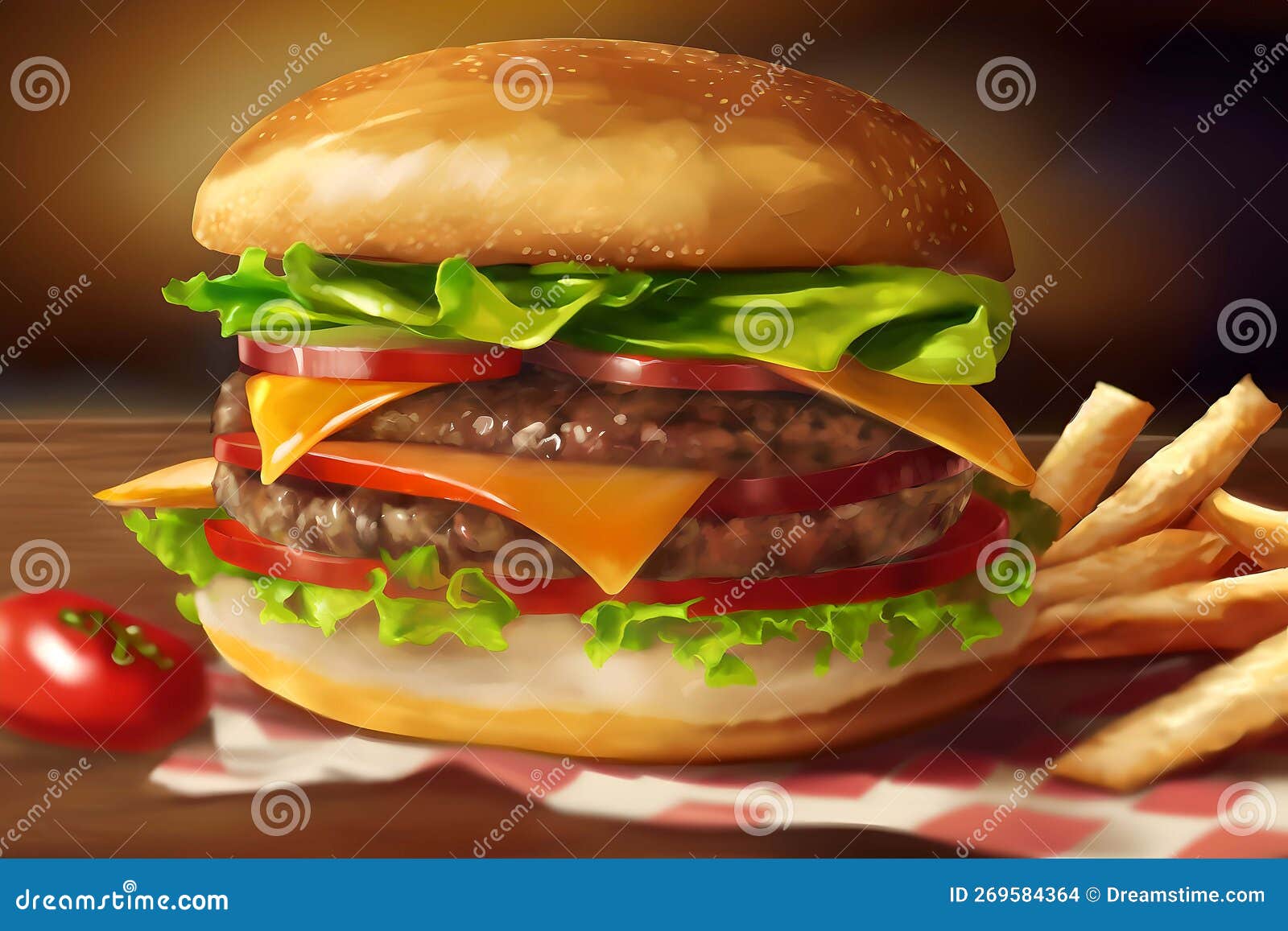 A Delicious Hamburger Generated by Ai Technology Stock Illustration ...