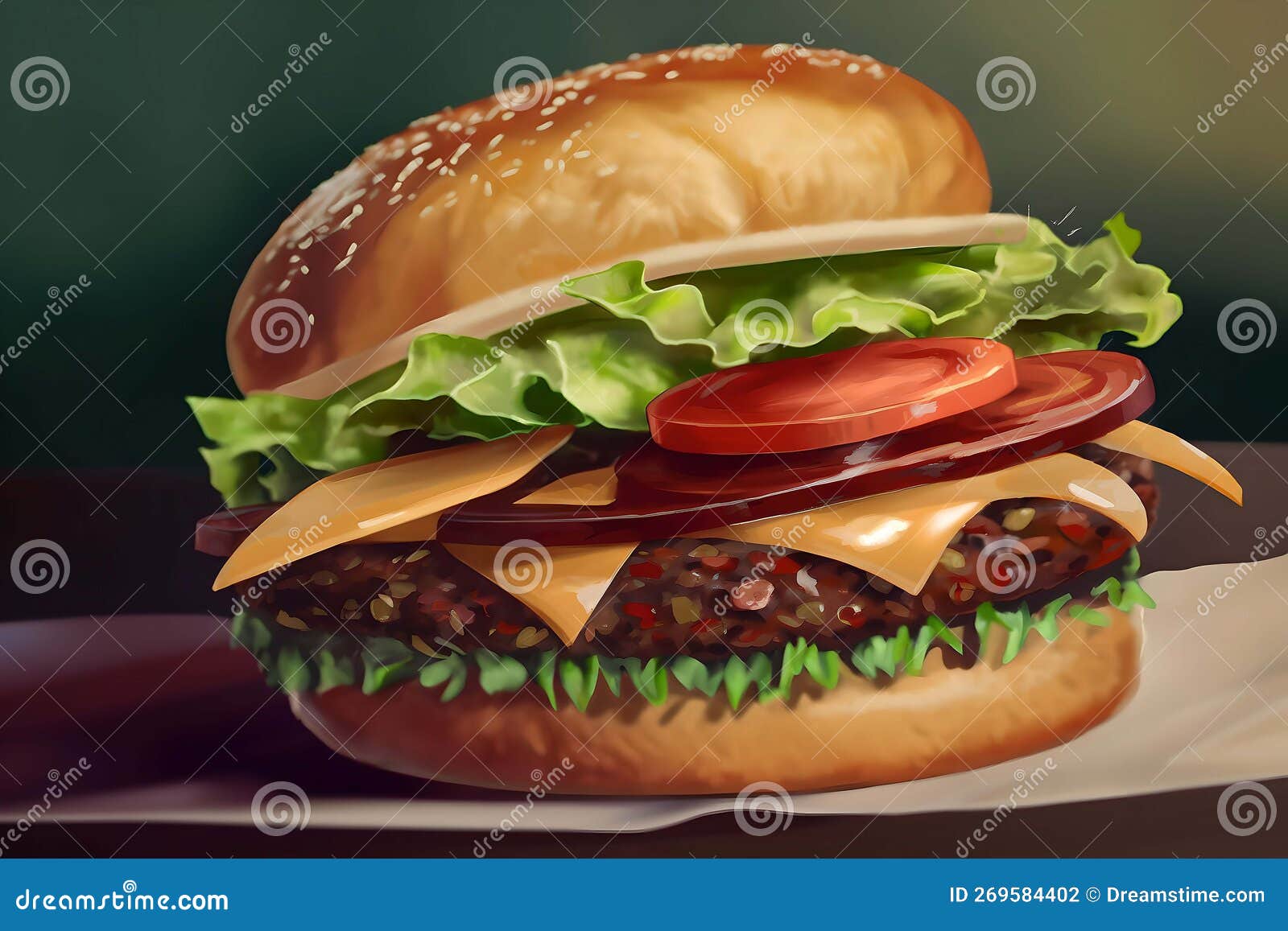 A Delicious Hamburger Generated by Ai Technology Stock Illustration ...