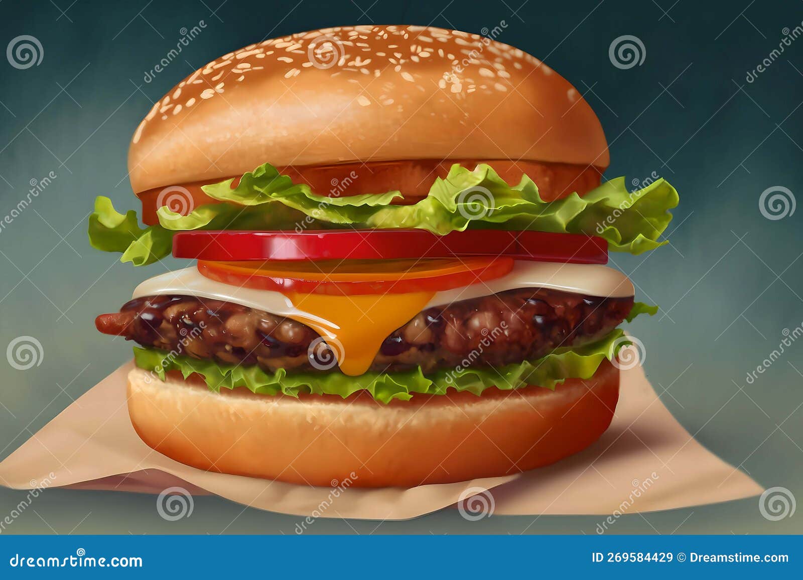 A Delicious Hamburger Generated by Ai Technology Stock Illustration ...