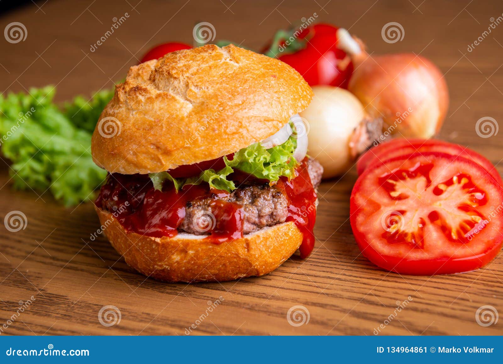 Delicious Home Made Hamburger Stock Image - Image of fast, grilled ...
