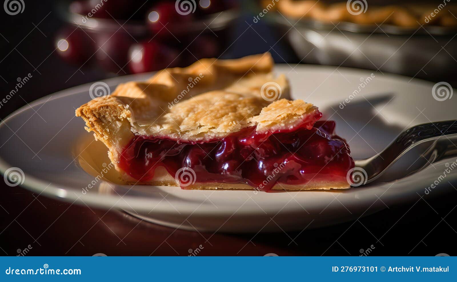 Delicious Homemade Cherry Pie With Flaky Crust Stock Illustration
