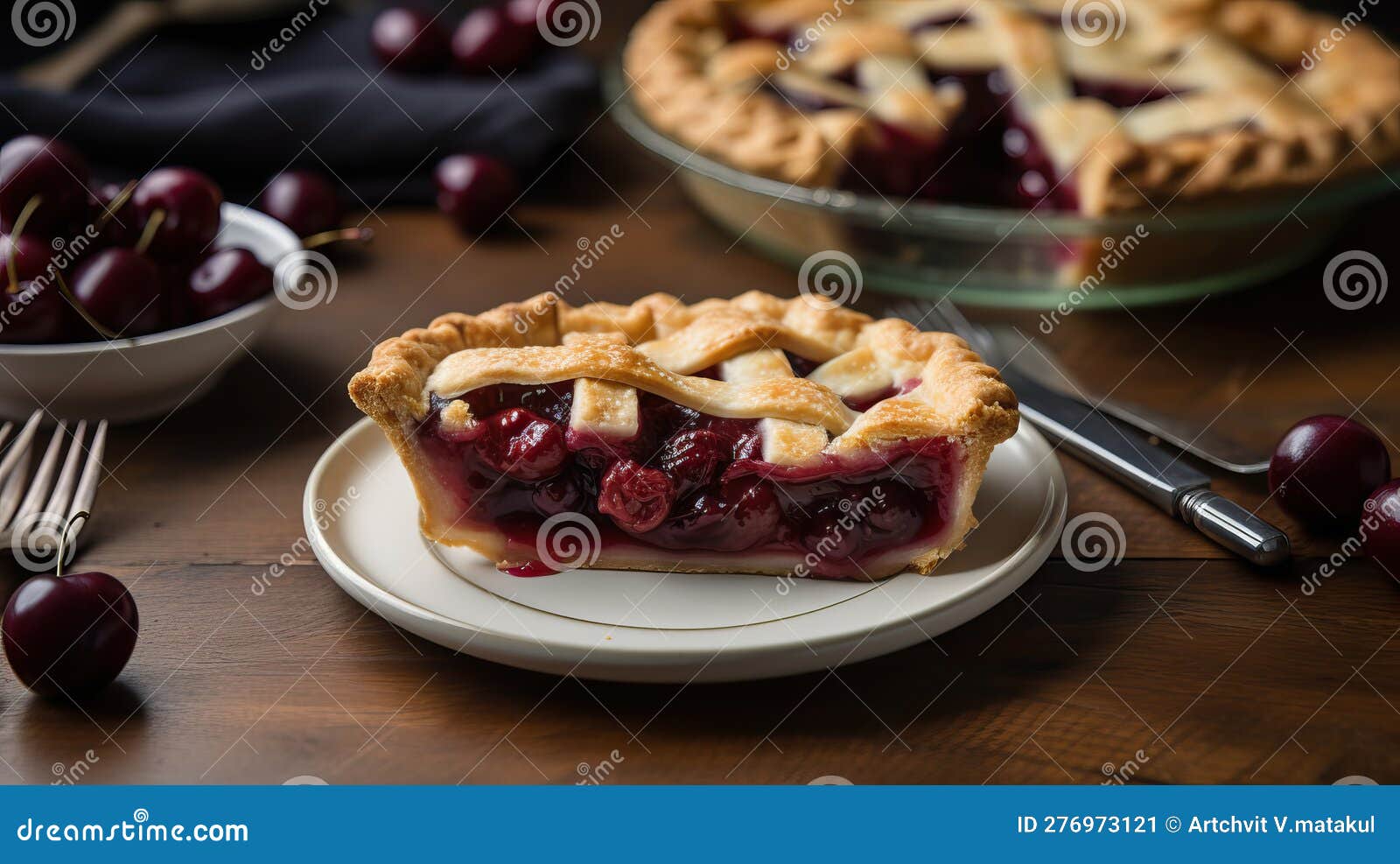 Delicious Homemade Cherry Pie With Flaky Crust Stock Illustration