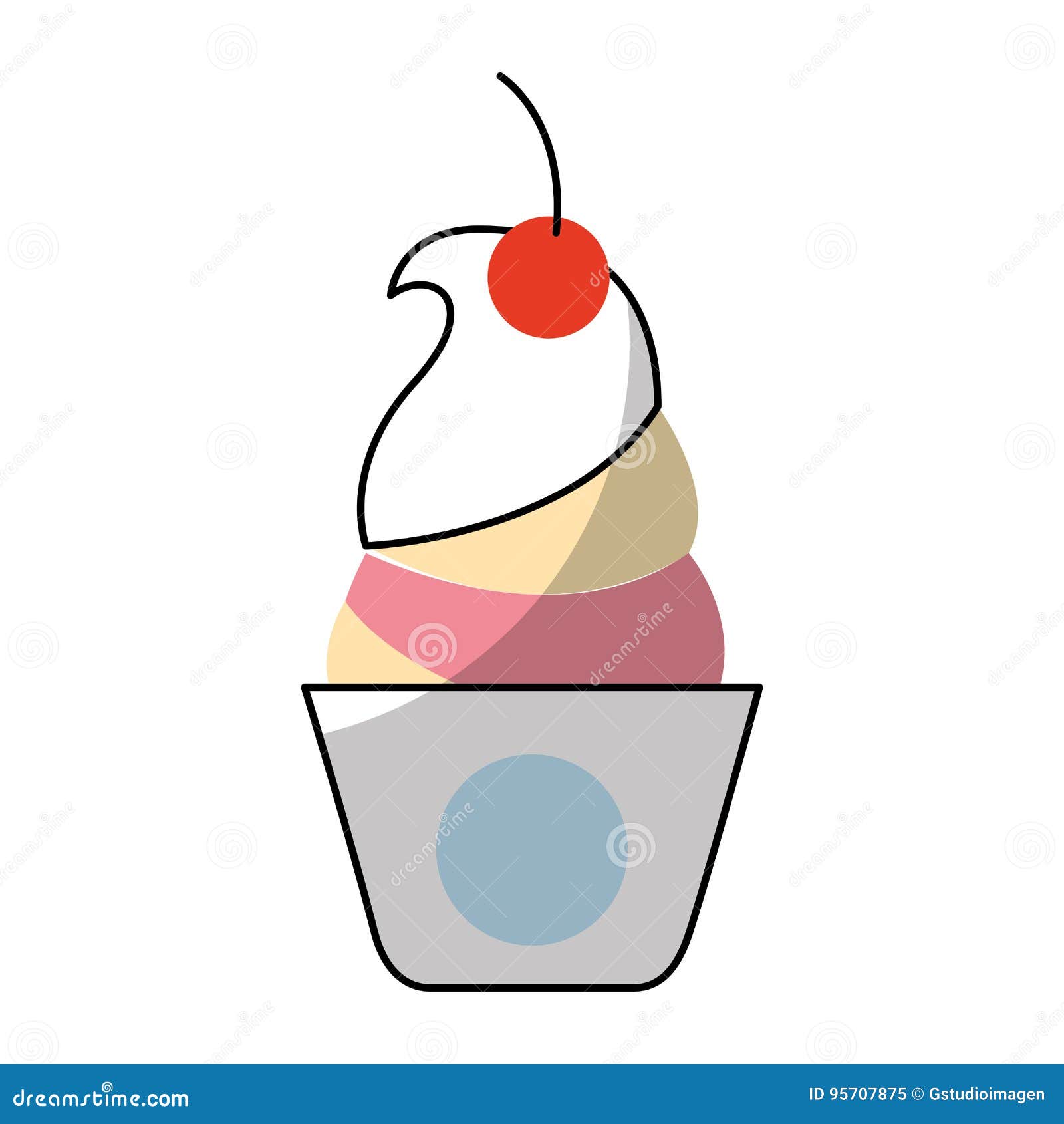 Delicious ice cream basket stock vector. Illustration of flavor - 95707875
