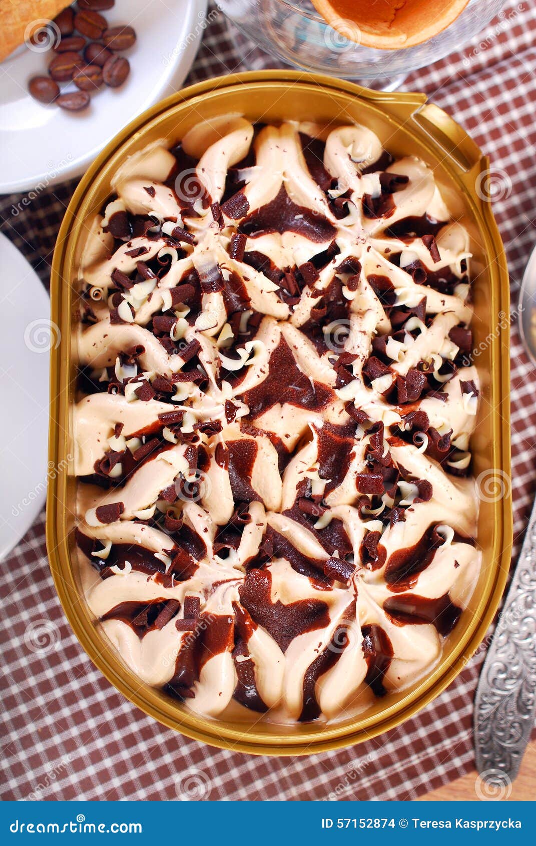 Delicious ice cream box stock photo. Image of table, closeup - 57152874