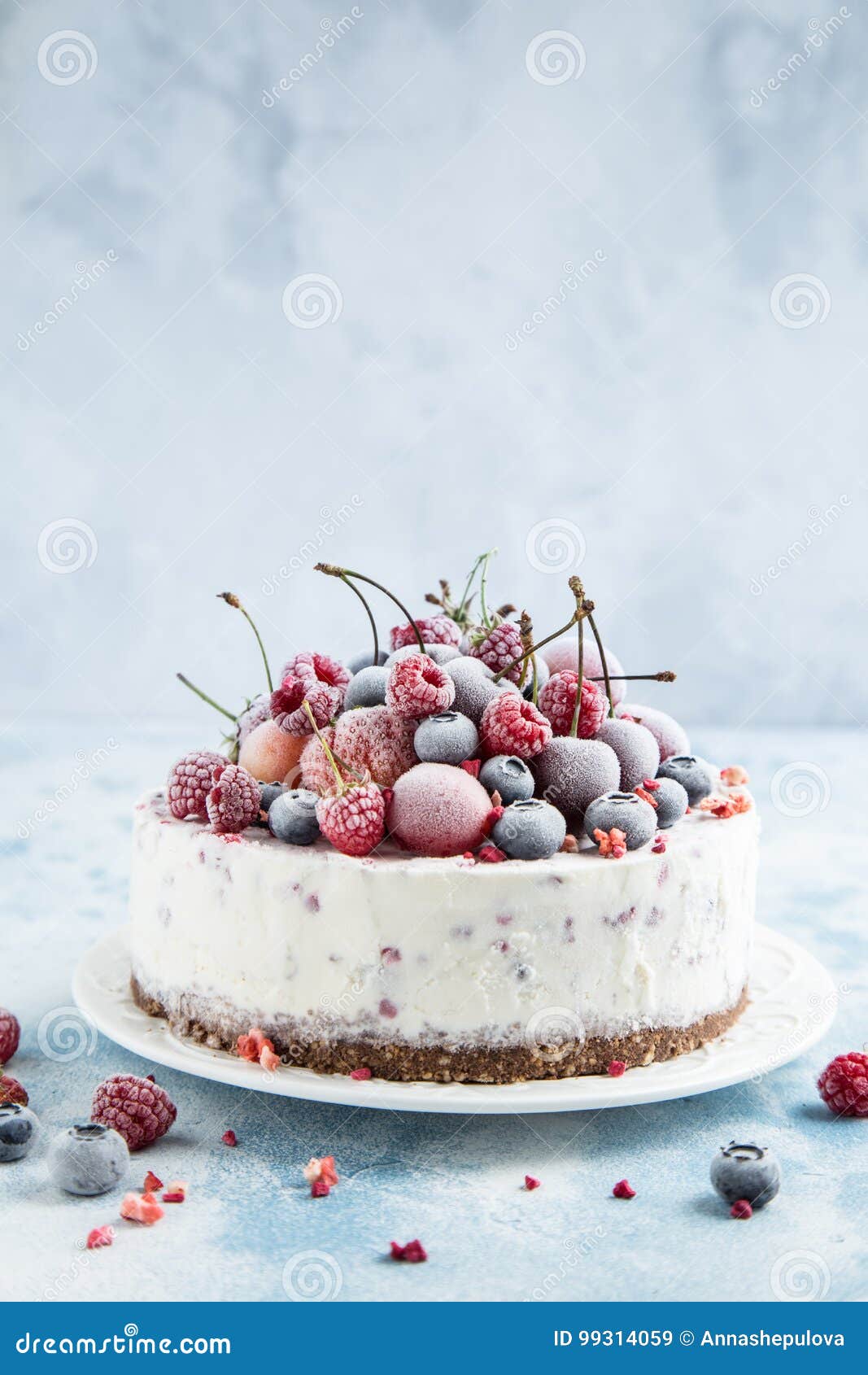 Delicious Ice Cream Cake with Frozen Berries Stock Image - Image of ...