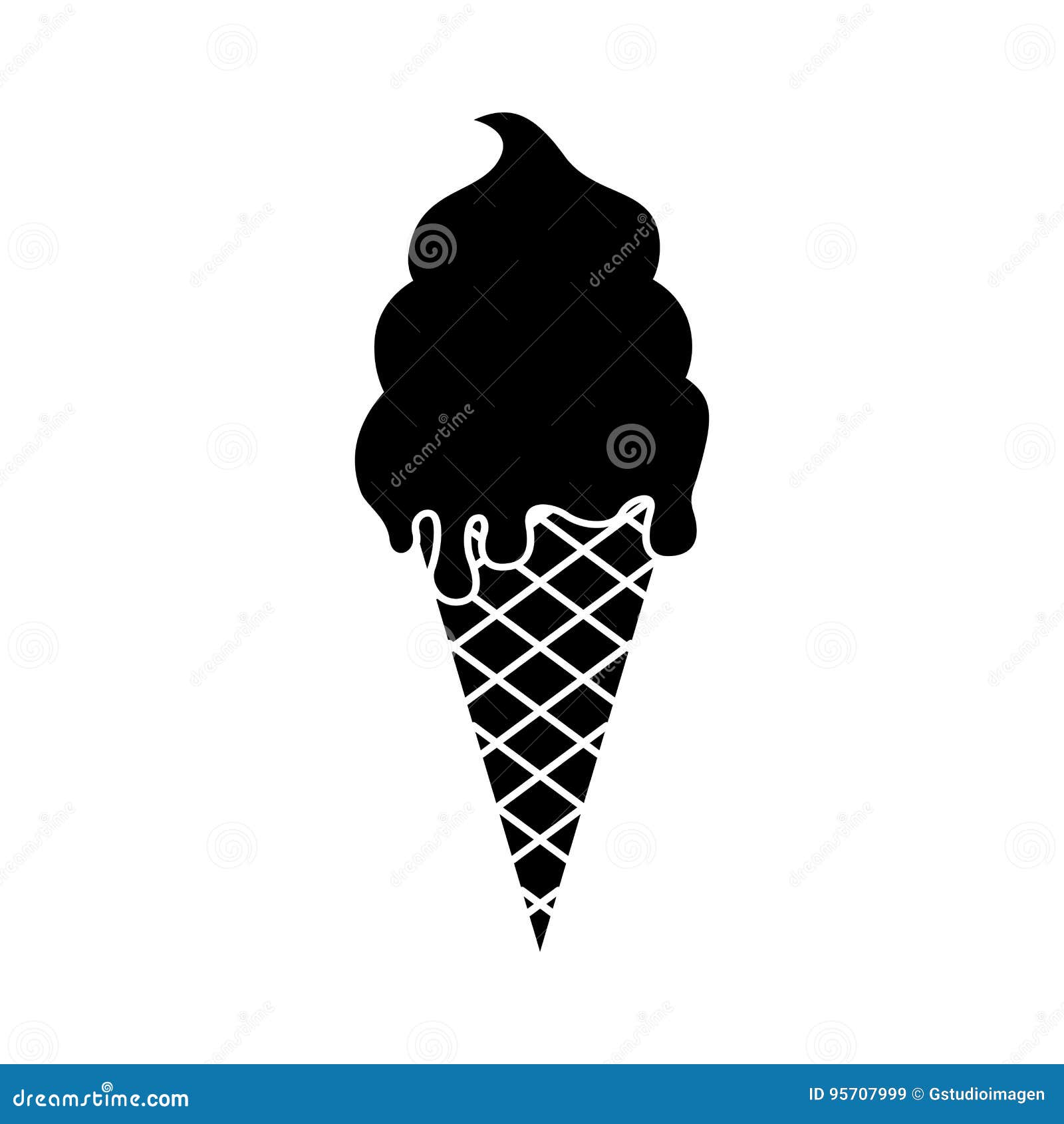 Delicious ice cream cone stock vector. Illustration of frozen - 95707999