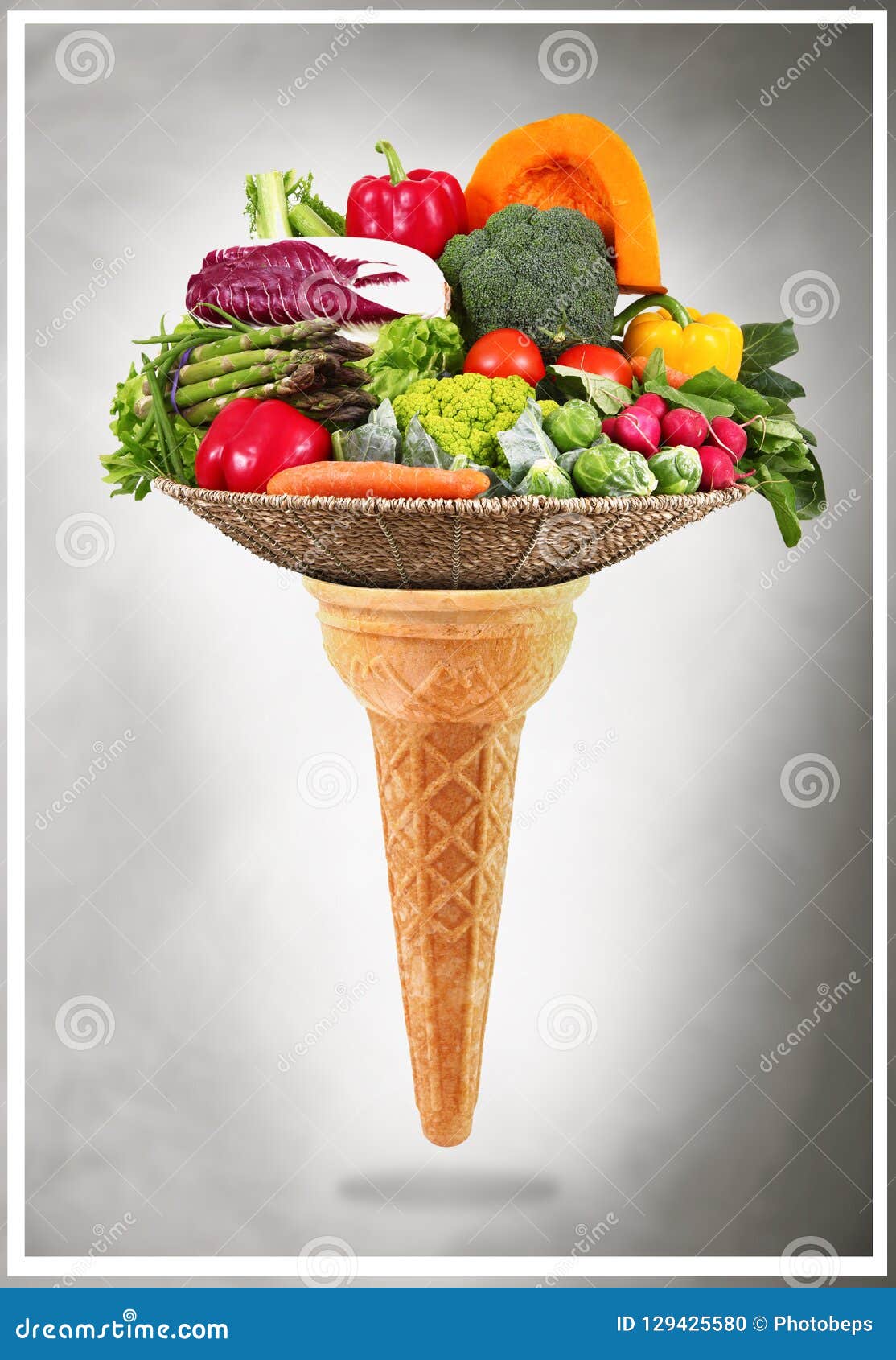 Delicious Ice Cream Cone with Vegetables Taste Stock Photo - Image of ...