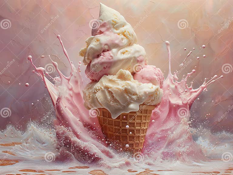 Delicious Ice Cream Explosion, Ice Cream with Nuts. Taste Explosion ...