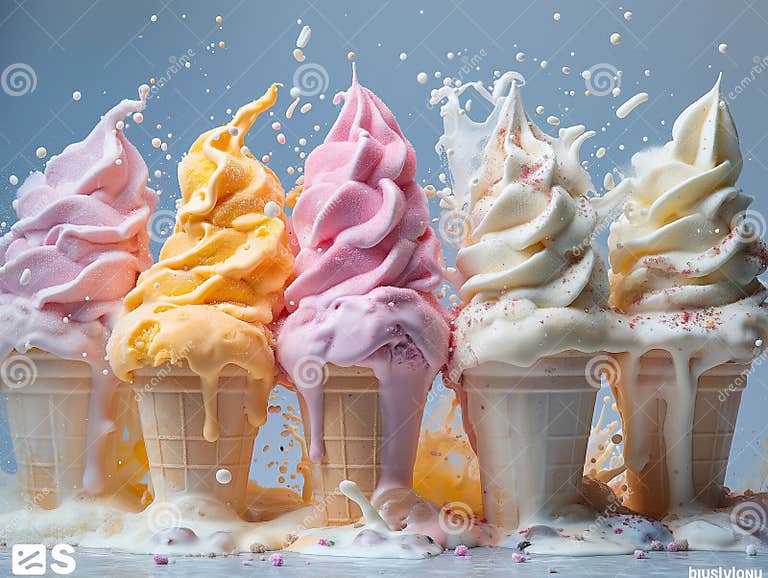 Delicious Ice Cream Explosion, Ice Cream with Nuts. Taste Explosion ...