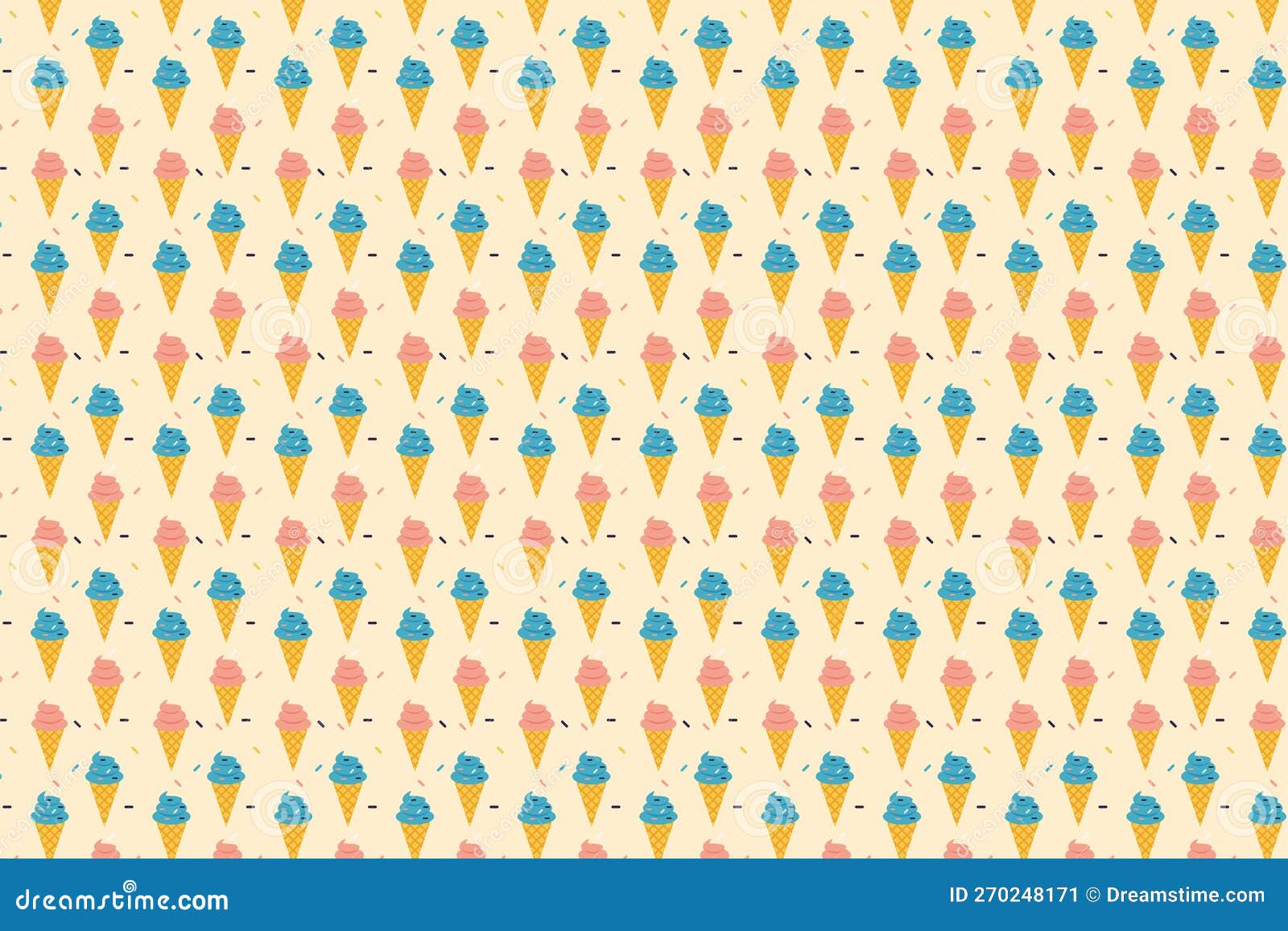Delicious Ice Cream Pattern Texture Vector on a Cream Color Background ...