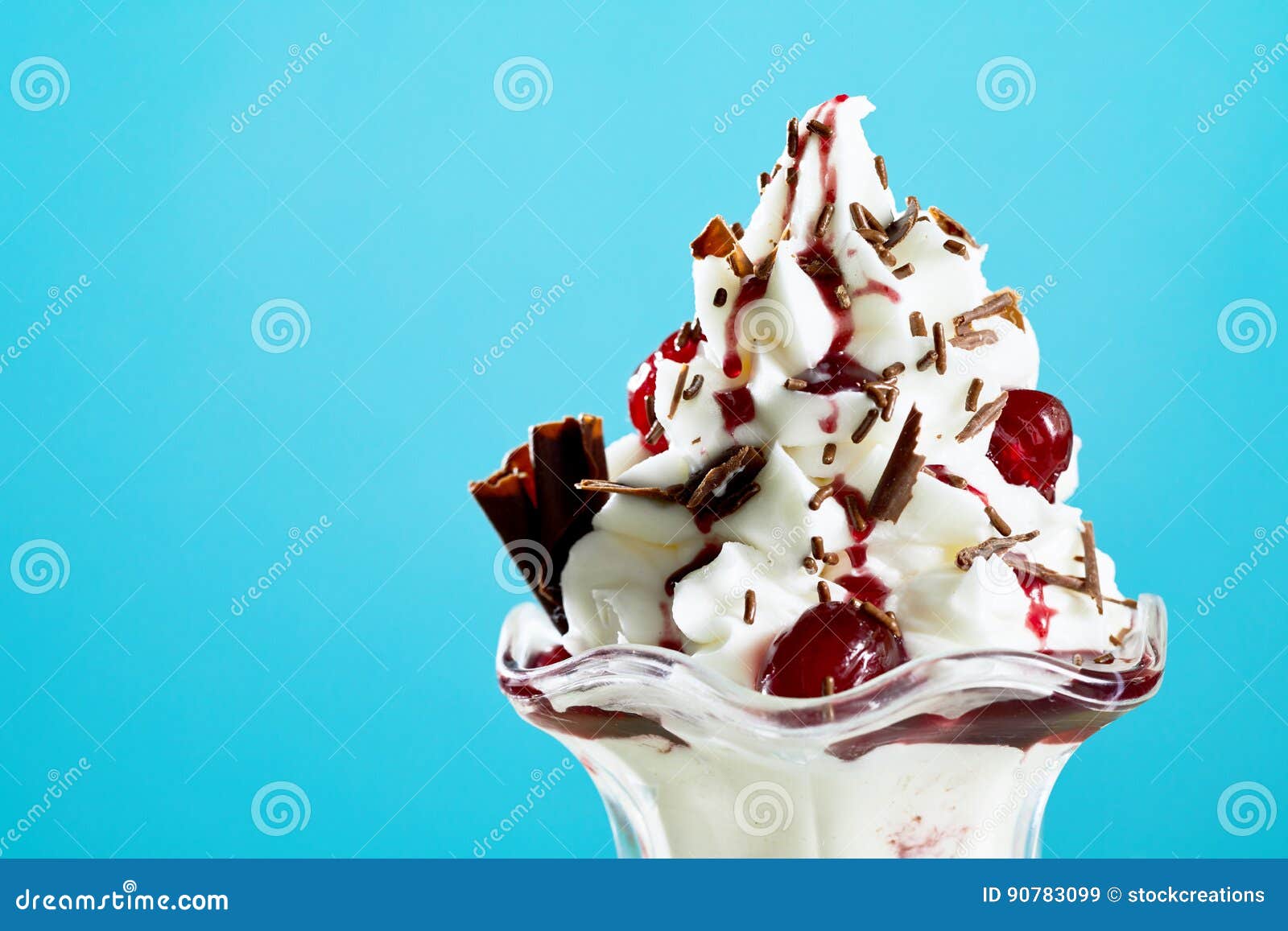 Delicious Ice Cream Sundae with Flake Stock Image - Image of dairy ...