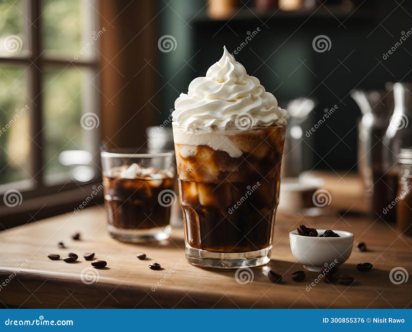 Delicious Iced Cold Brew Coffee with Whipped Cream Stock Photo - Image ...