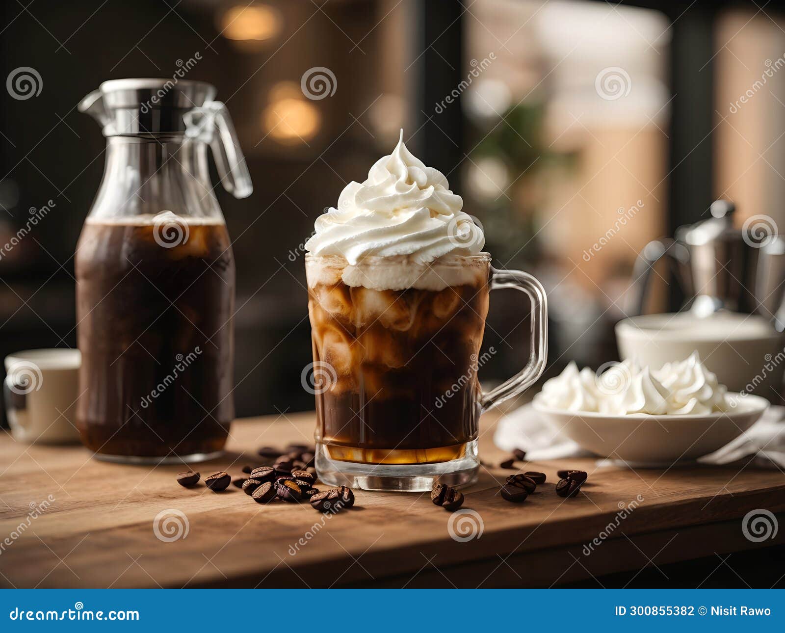 Delicious Iced Cold Brew Coffee with Whipped Cream Stock Photo - Image ...