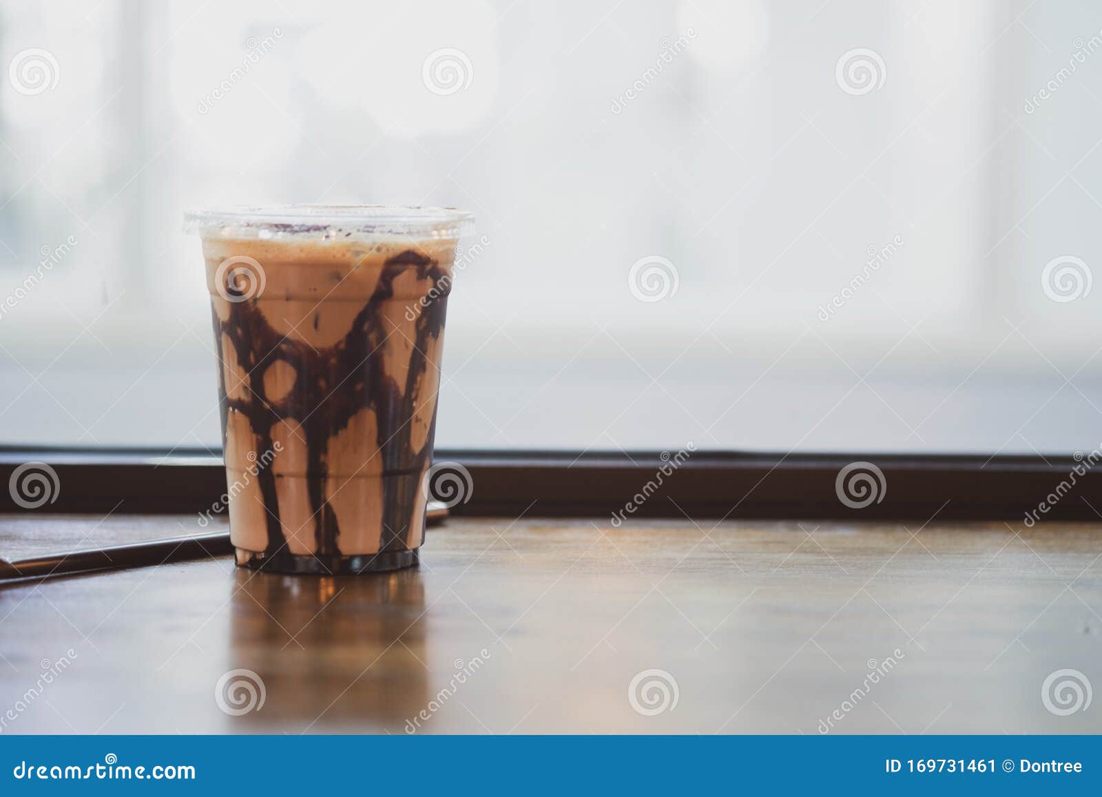 Delicious Iced Mocha in Clear Plastic Glass Stock Image - Image of ...