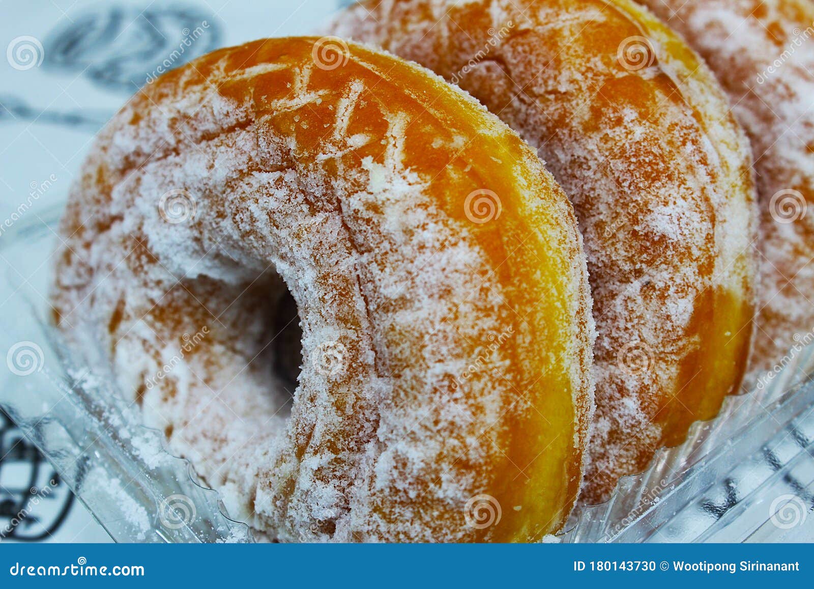 Delicious Icing Sugar Coated Donuts Stock Photo - Image of background ...
