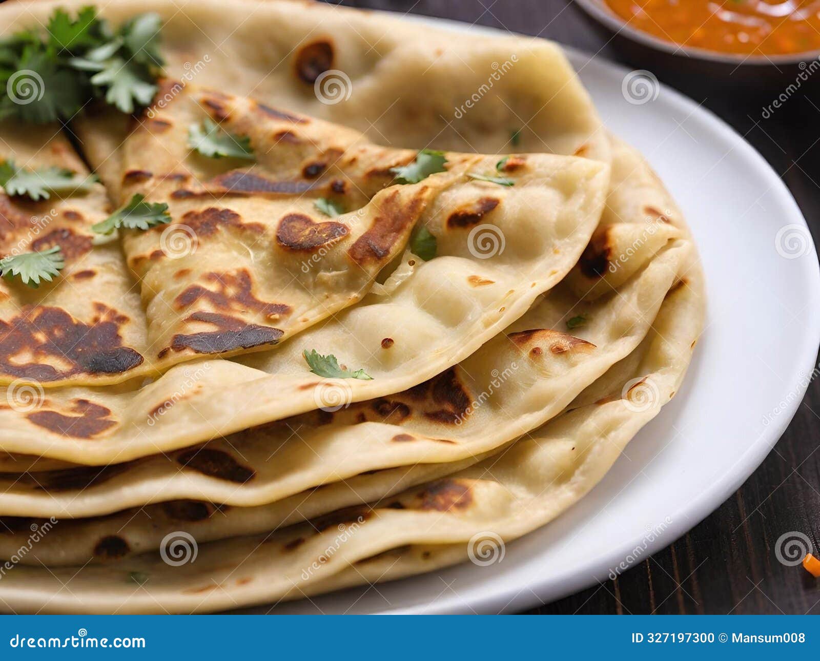 Indian Bread Roti Or Chapati With Wheat Ears On Tabletop Background ...