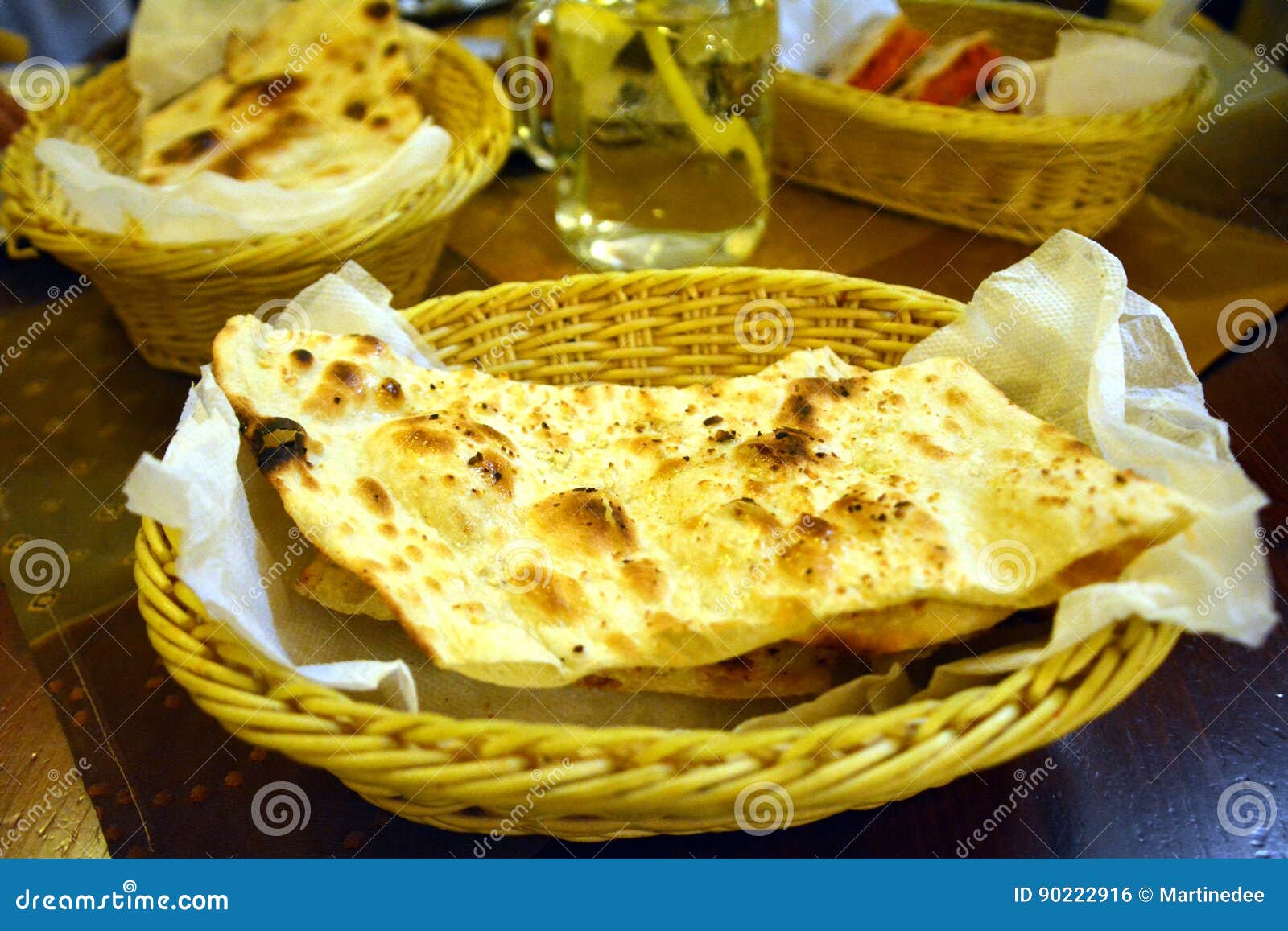 Delicious Indian Garlic Bread Decorated on a Restaurant Table. Stock ...