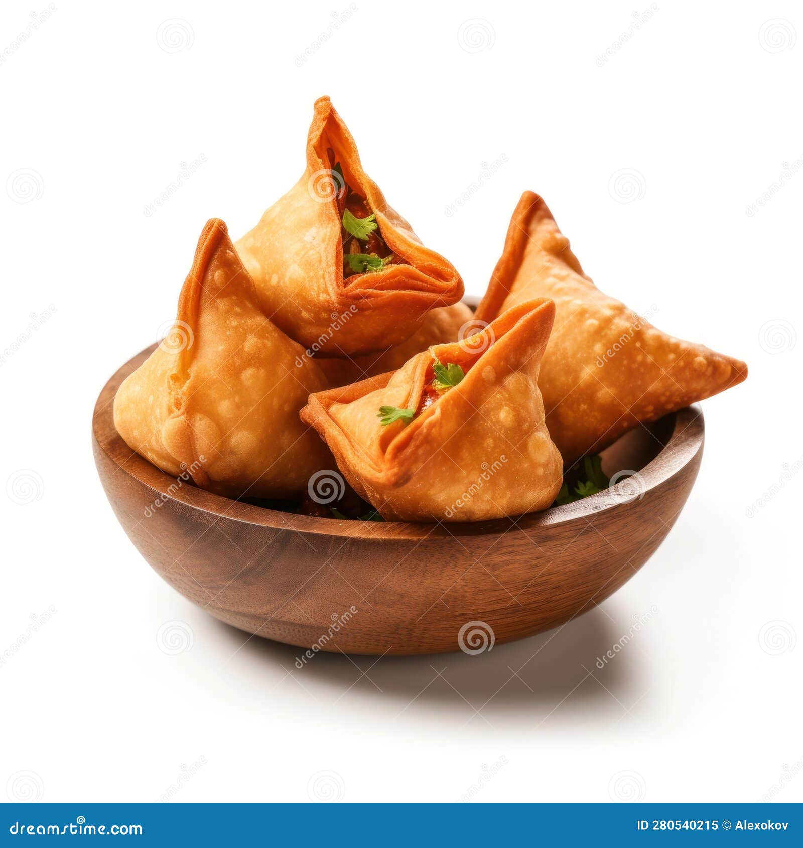 Delicious Indian Samosas with Chutney in a Bowl on White Background ...