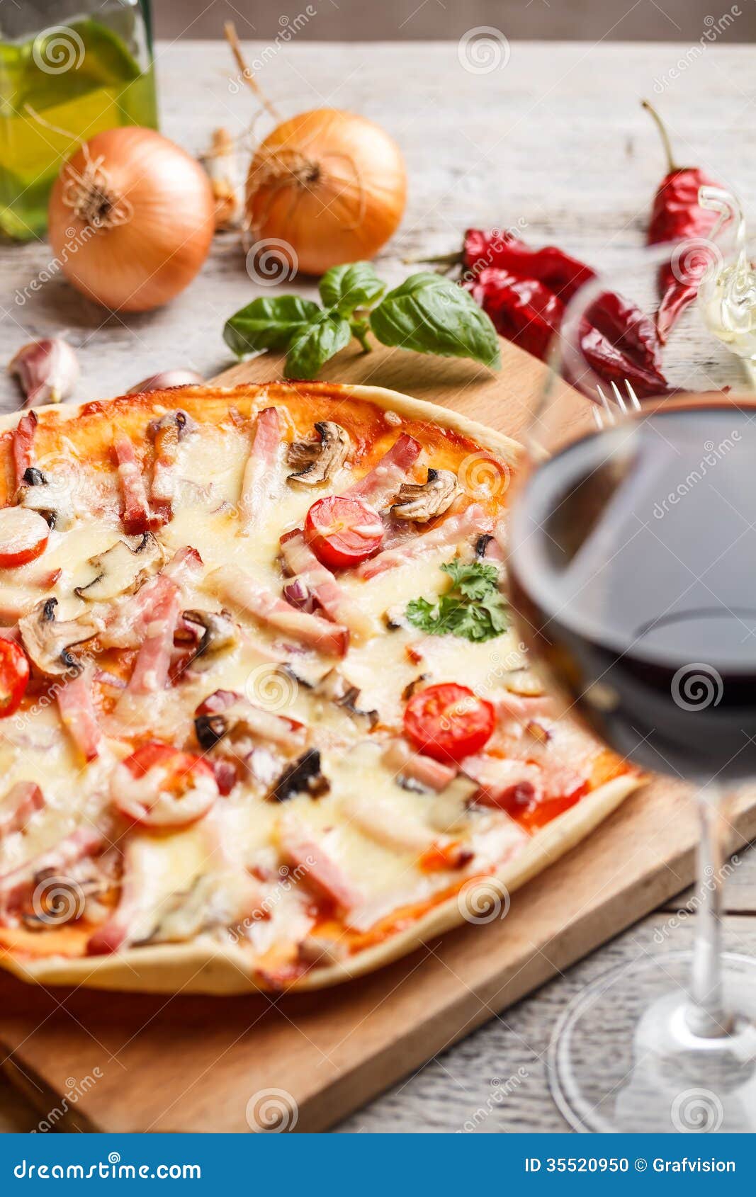 Delicious italian pizza stock photo. Image of served - 35520950