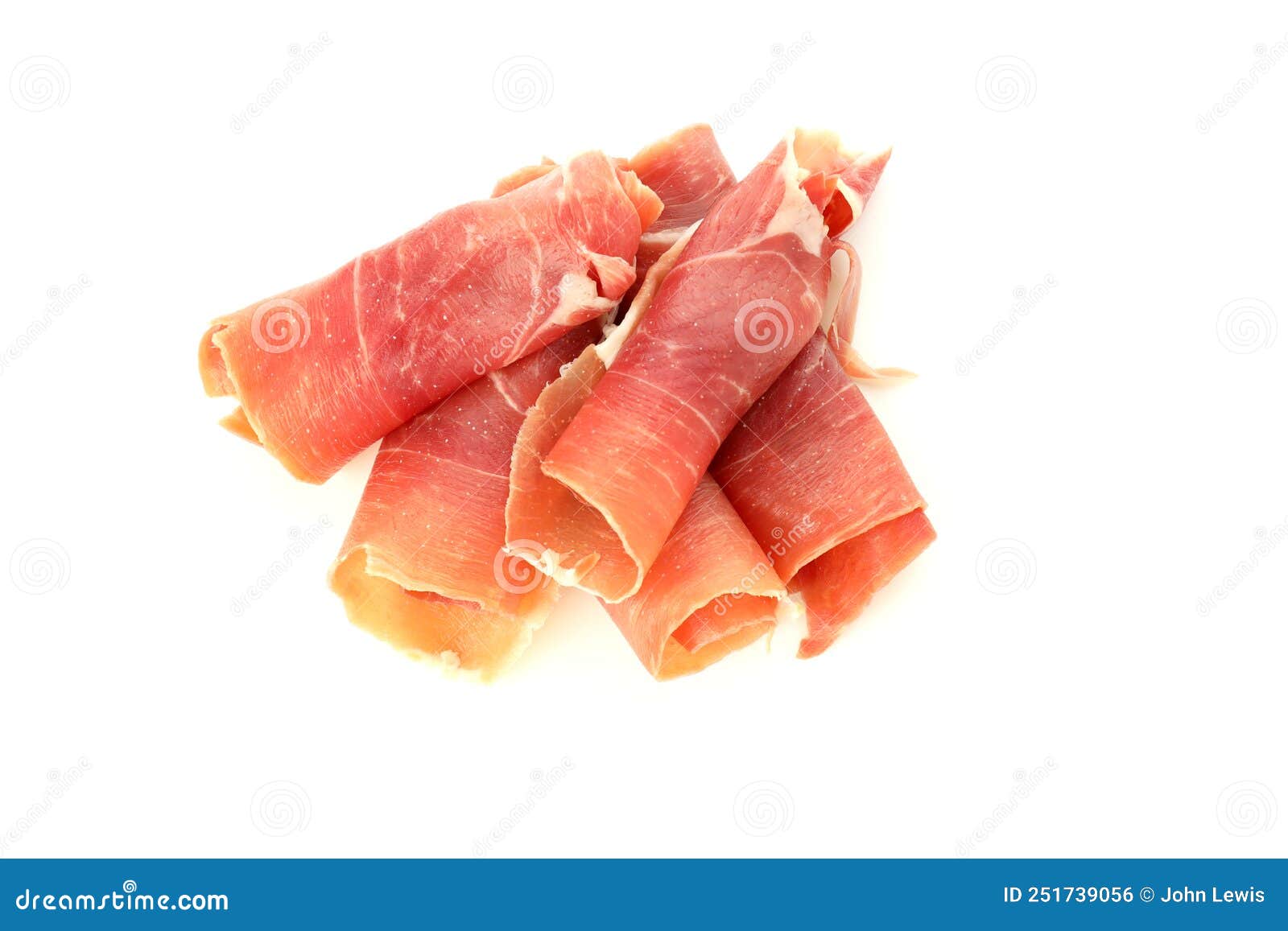 Delicious Jamon Meat Isolated on White Background Stock Photo - Image ...