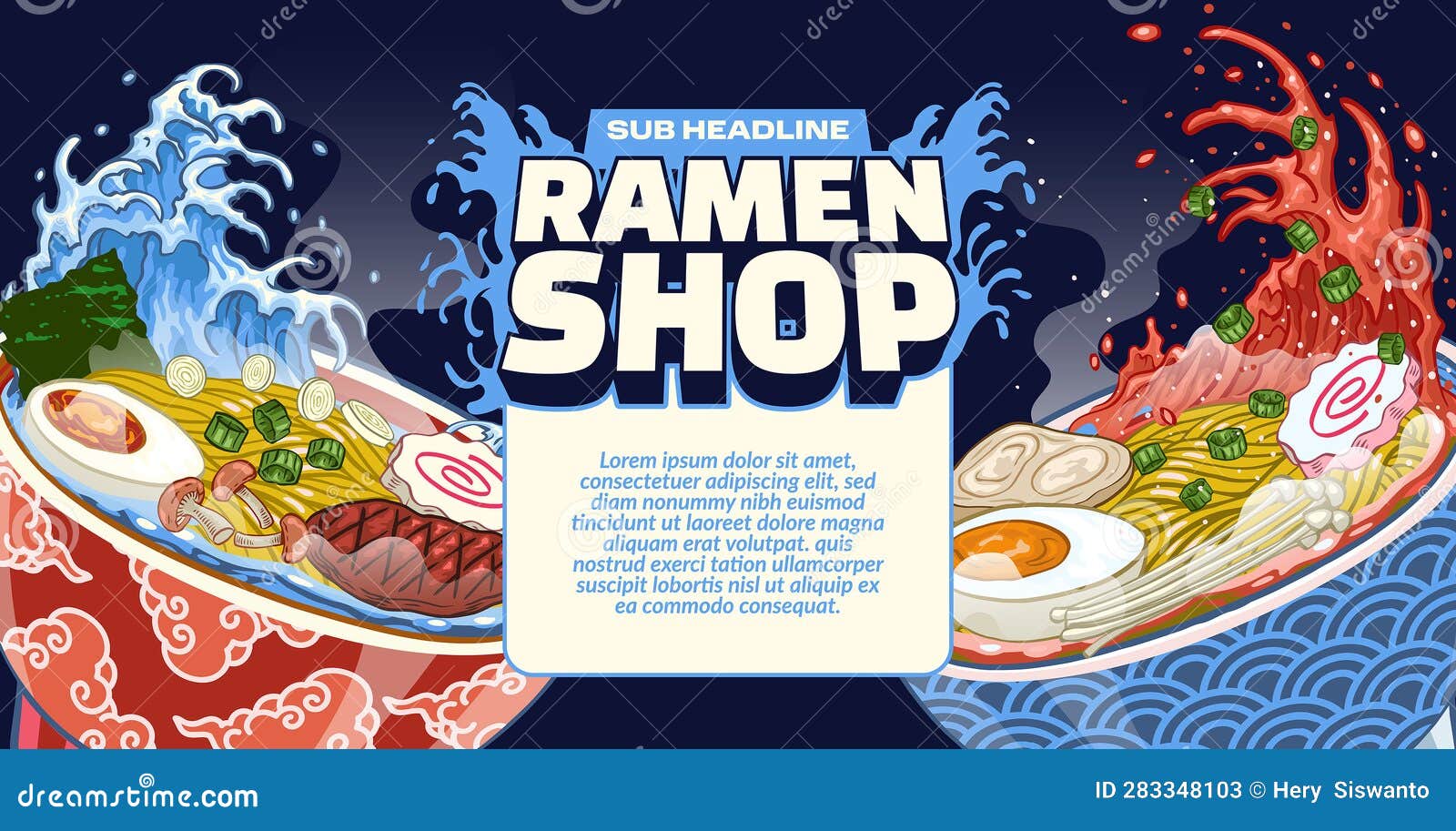 Delicious Japanese Ramen Banner Ad Template with Empty Space for Text ...