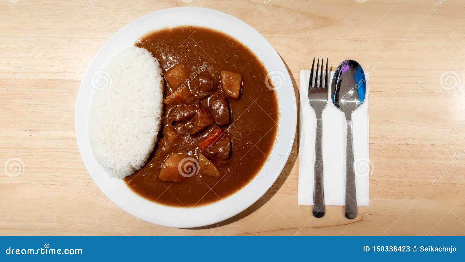 Delicious Japanese Styled Curry Rice on Dinner Table Stock Image ...