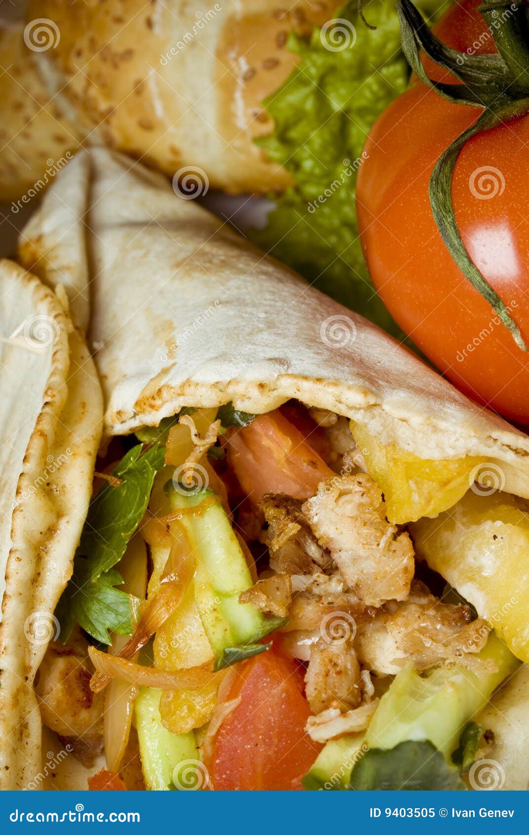 A delicious kebab stock image. Image of gyros, loaf, dill - 9403505