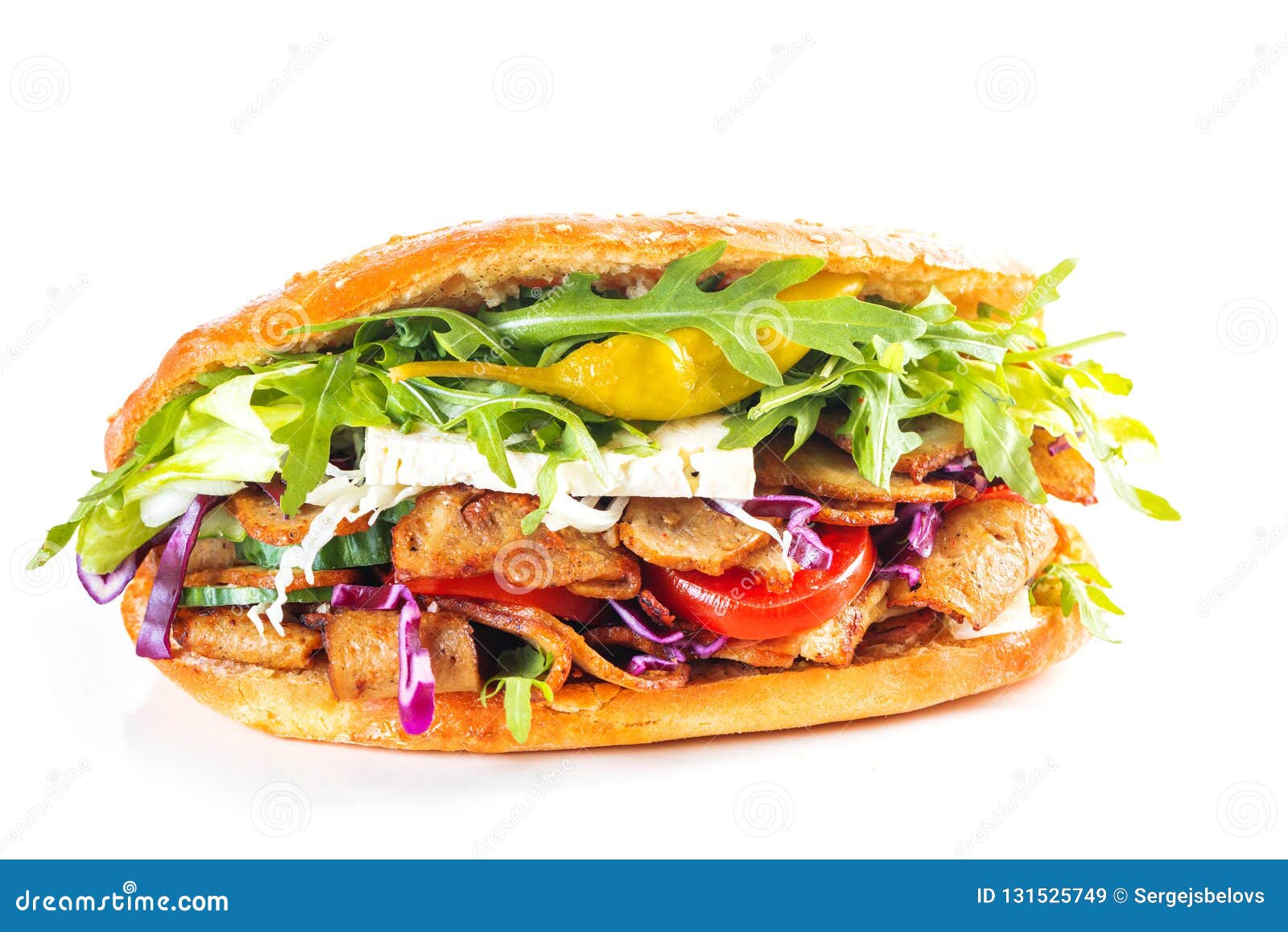 Delicious Kebab Sandwich Isolated Stock Image - Image of kebap, doner ...