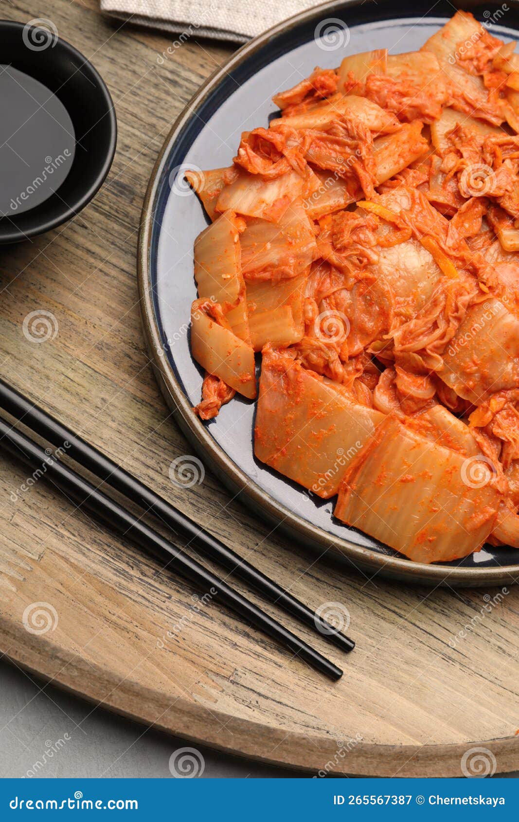 Delicious Kimchi with Chinese Cabbage and Sauce on White Table, Top ...