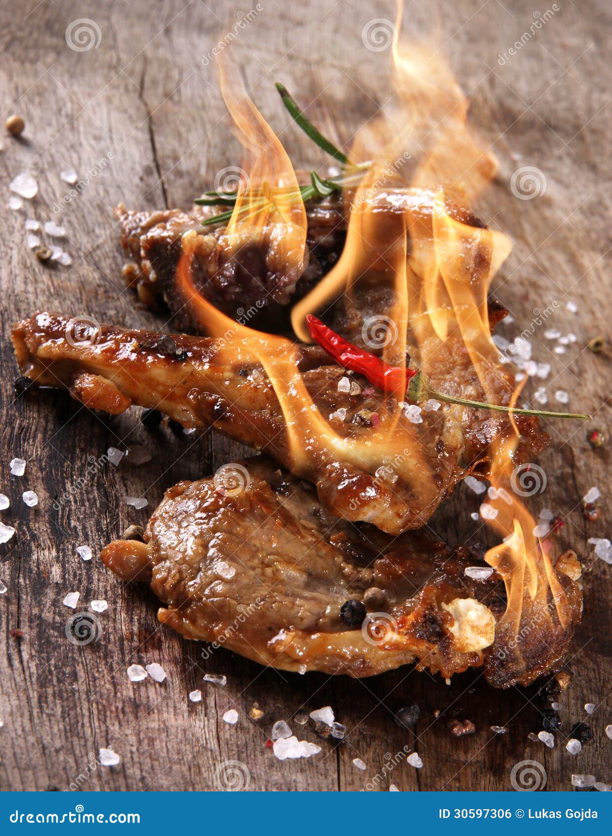 Delicious lamb chops stock photo. Image of fire, horizontal - 30597306